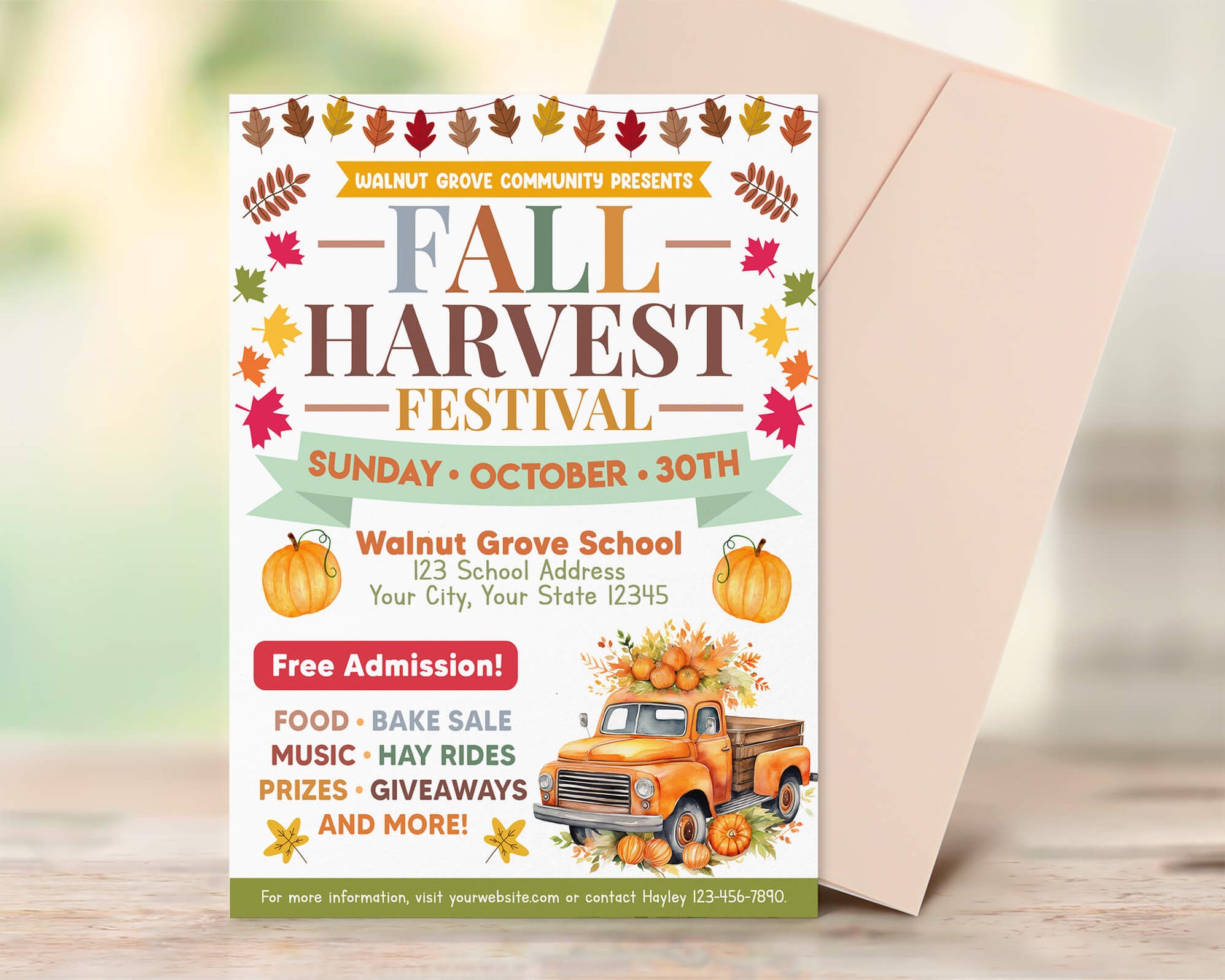 Customizable Fall Harvest Festival Flyer Template | Fall Fest Pumpkins ...