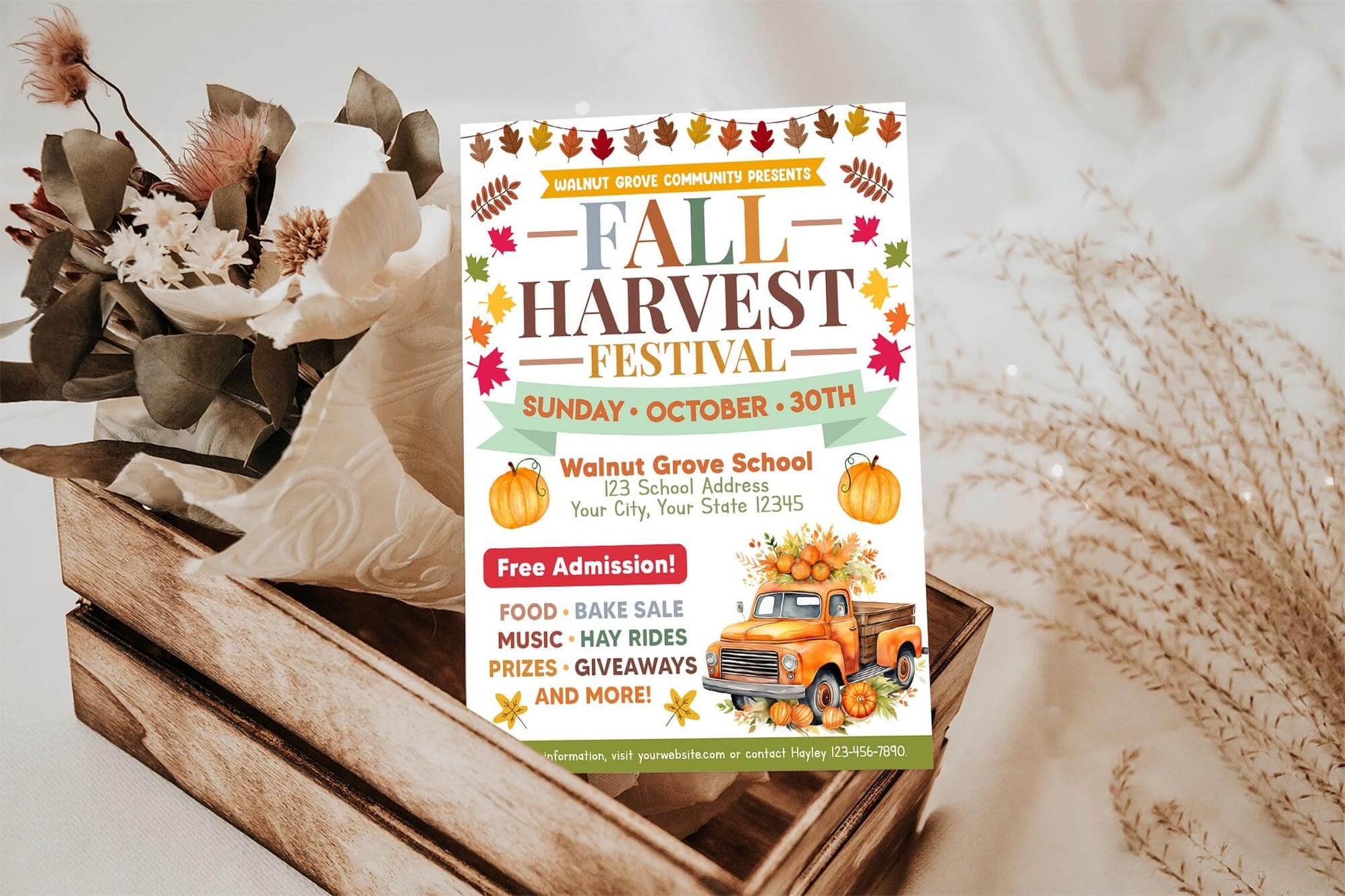 Customizable Fall Harvest Festival Flyer Template | Fall Fest Pumpkins ...
