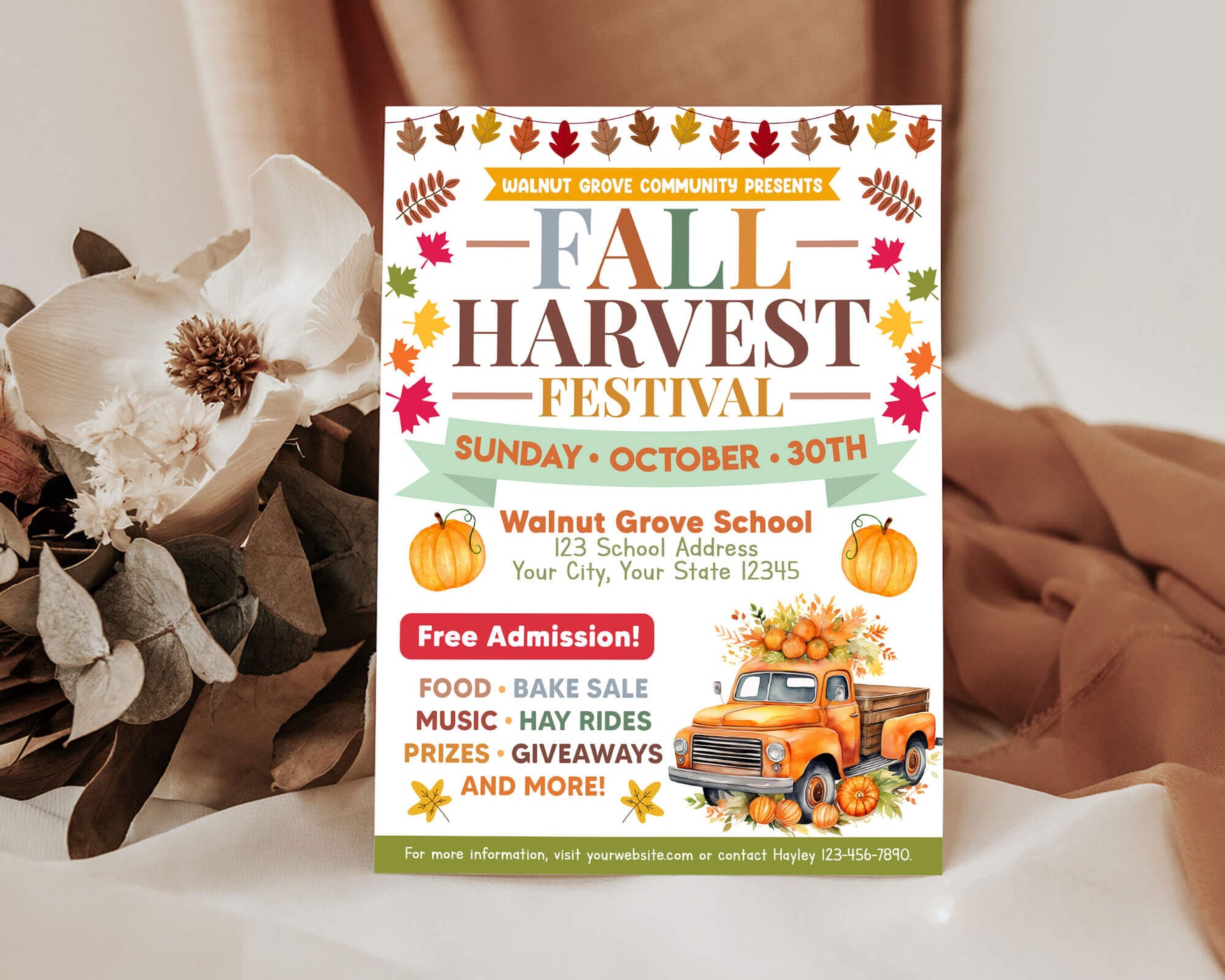 Customizable Fall Harvest Festival Flyer Template | Fall Fest Pumpkins ...