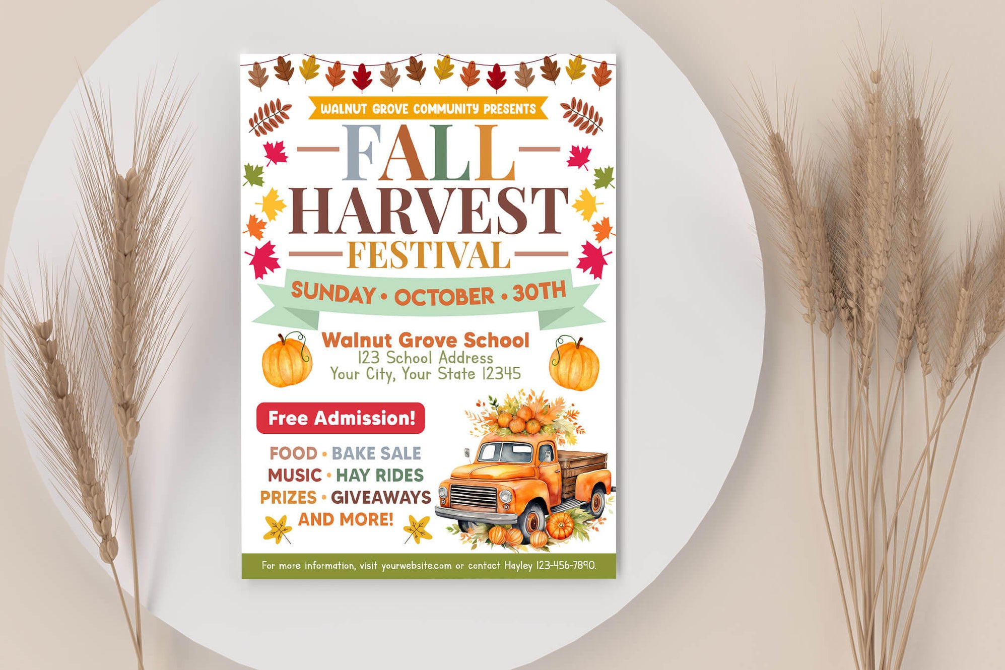 Customizable Fall Harvest Festival Flyer Template | Fall Fest Pumpkins ...