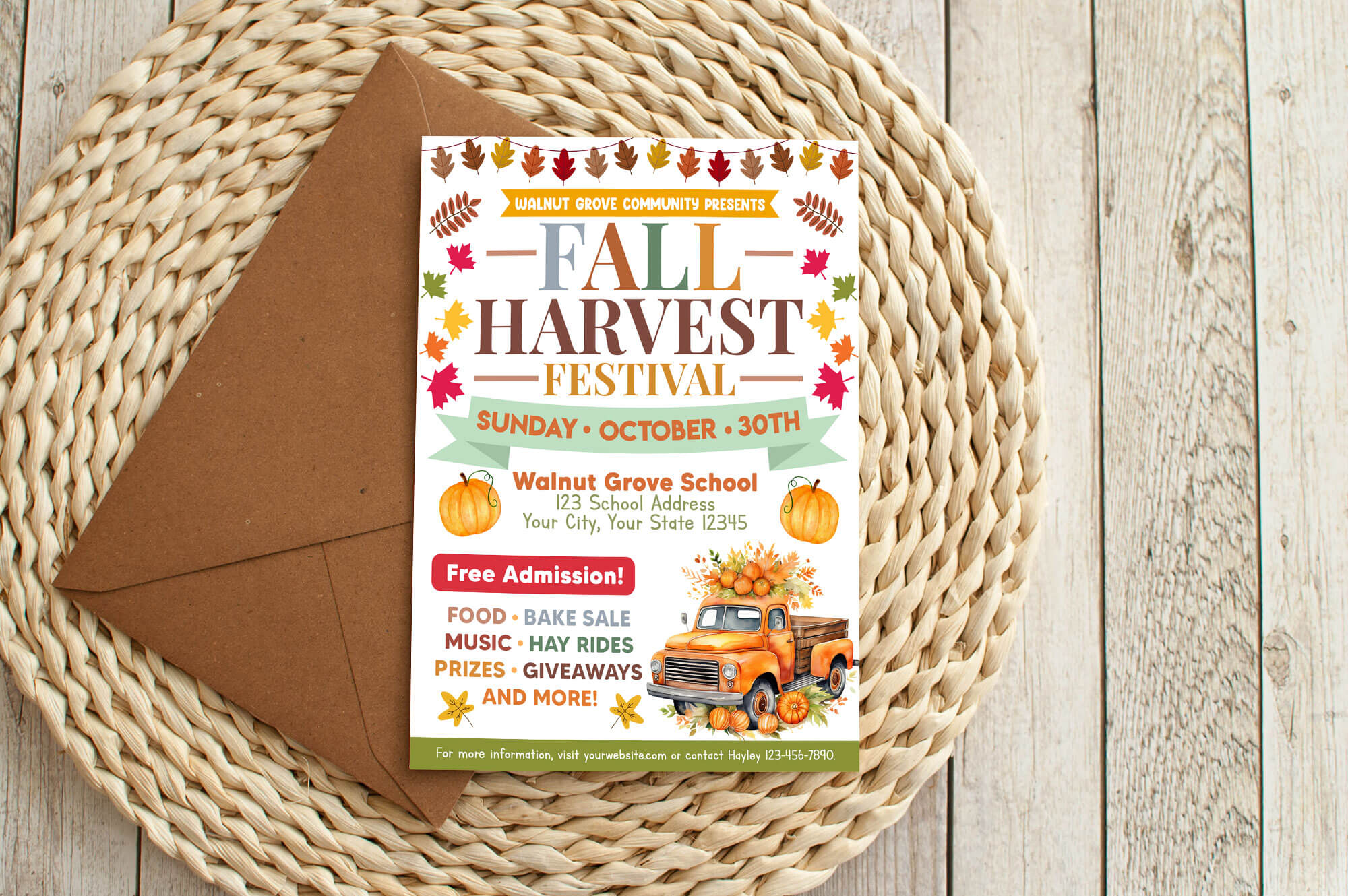 Customizable Fall Harvest Festival Flyer Template | Fall Fest Pumpkins ...