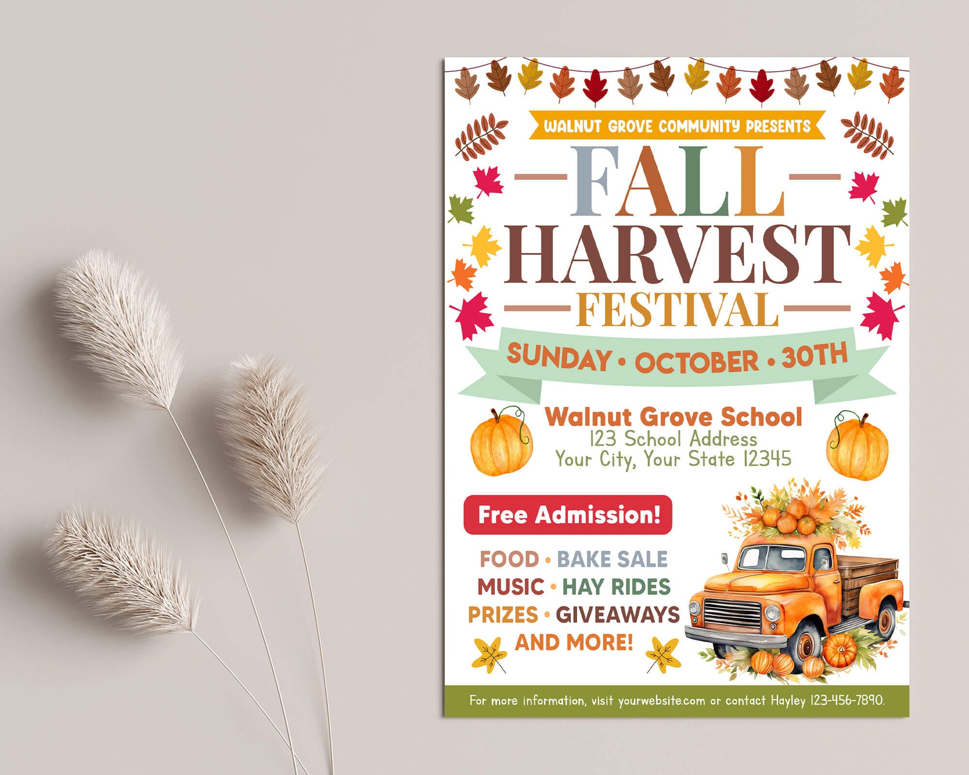 Customizable Fall Harvest Festival Flyer Template | Fall Fest Pumpkins ...