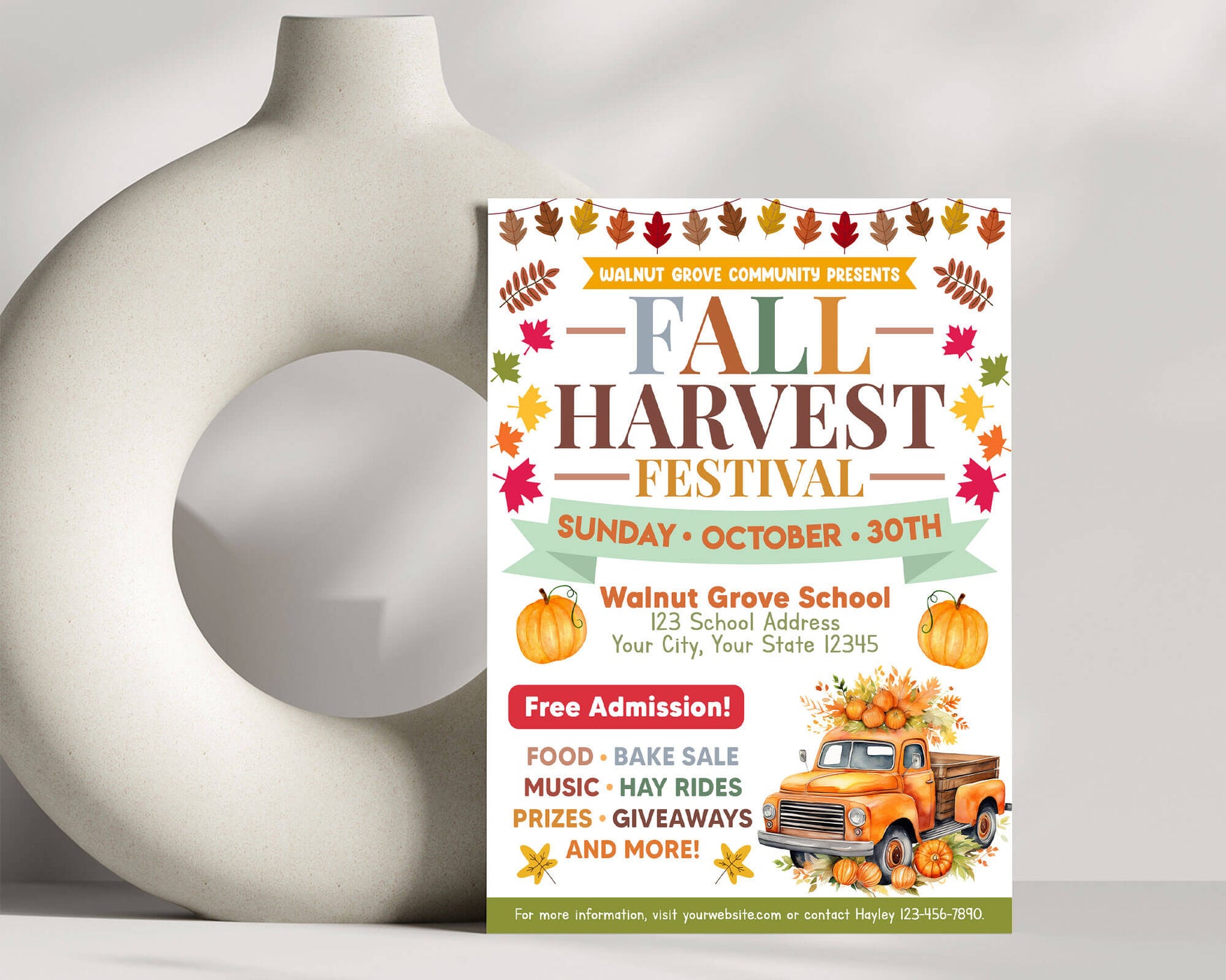 Customizable Fall Harvest Festival Flyer Template | Fall Fest Pumpkins ...