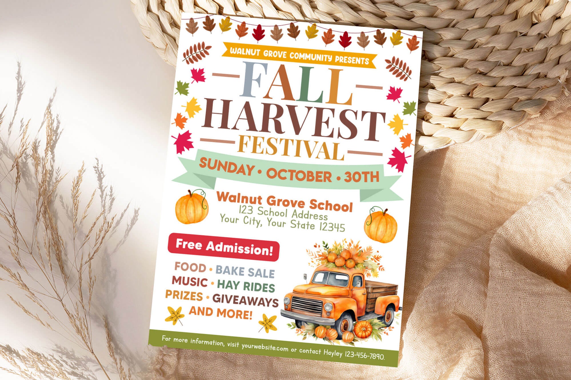 Customizable Fall Harvest Festival Flyer Template | Fall Fest Pumpkins ...