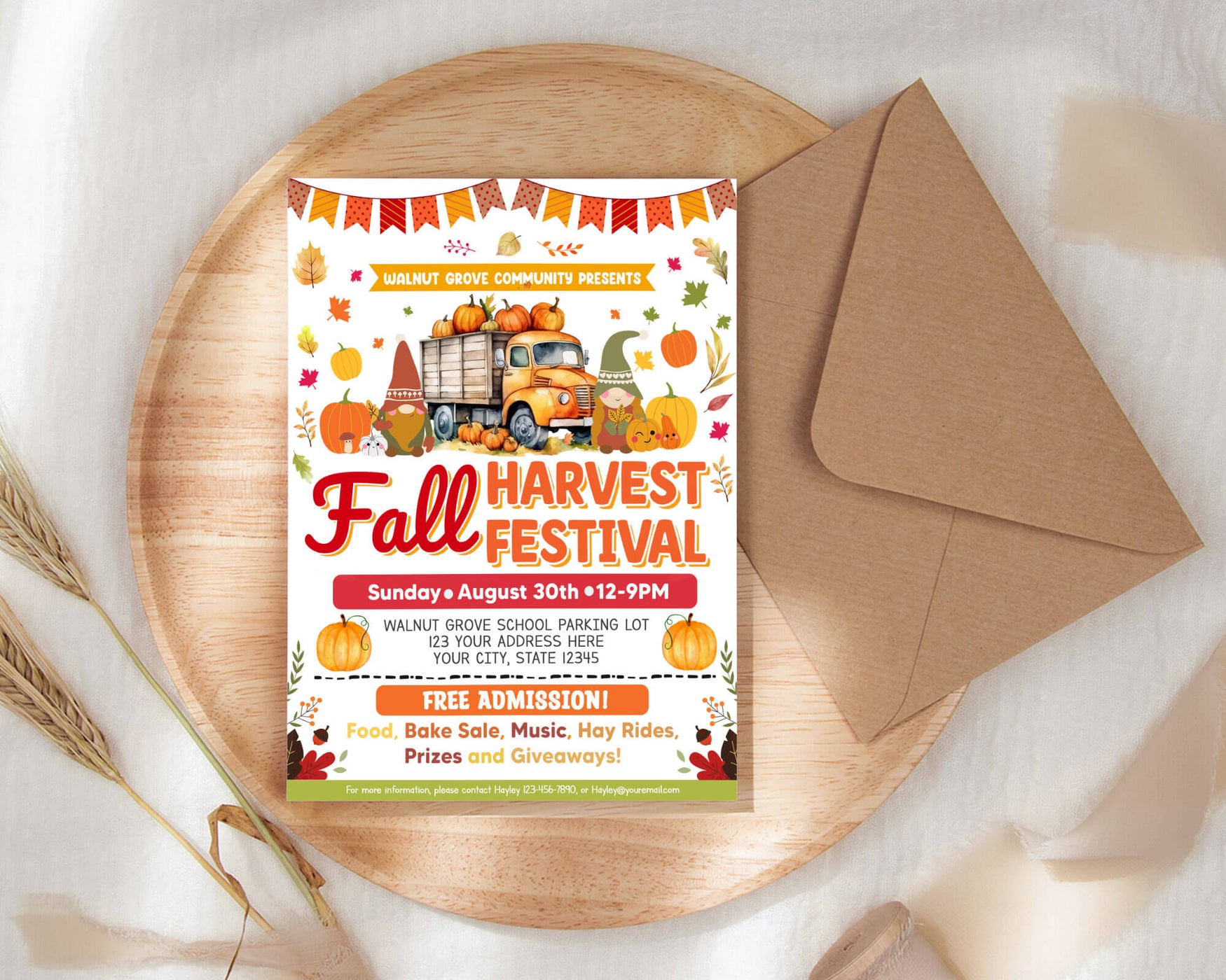 DIY Fall Harvest Festival Flyer Template | Autumn School Church ...