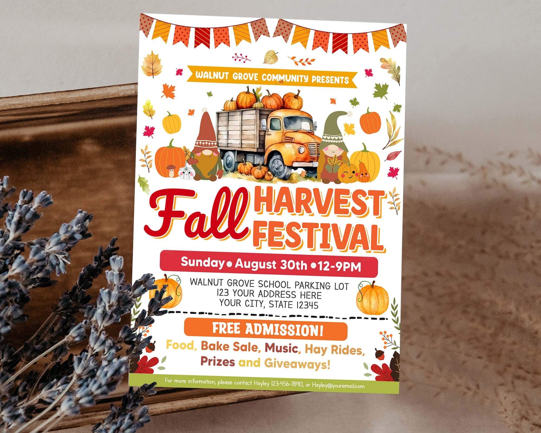 DIY Fall Harvest Festival Flyer Template | Autumn School Church ...