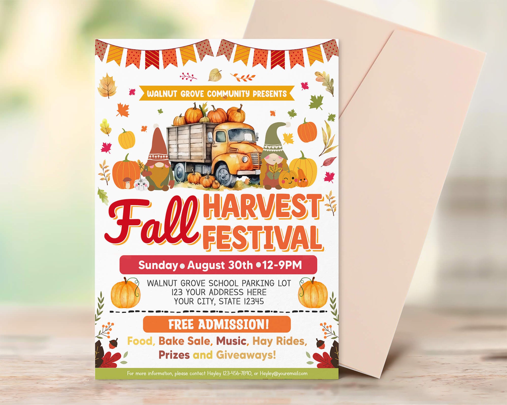 DIY Fall Harvest Festival Flyer Template | Autumn School Church ...