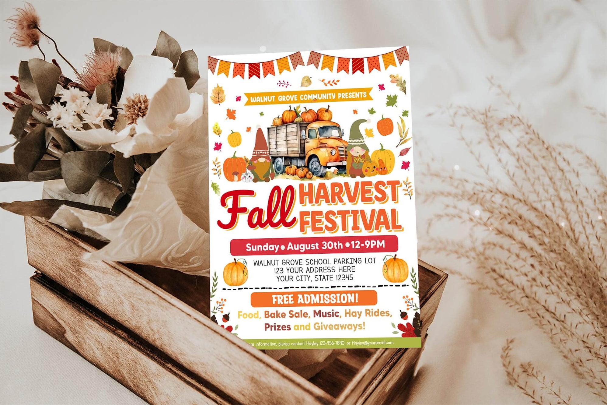 DIY Fall Harvest Festival Flyer Template | Autumn School Church ...