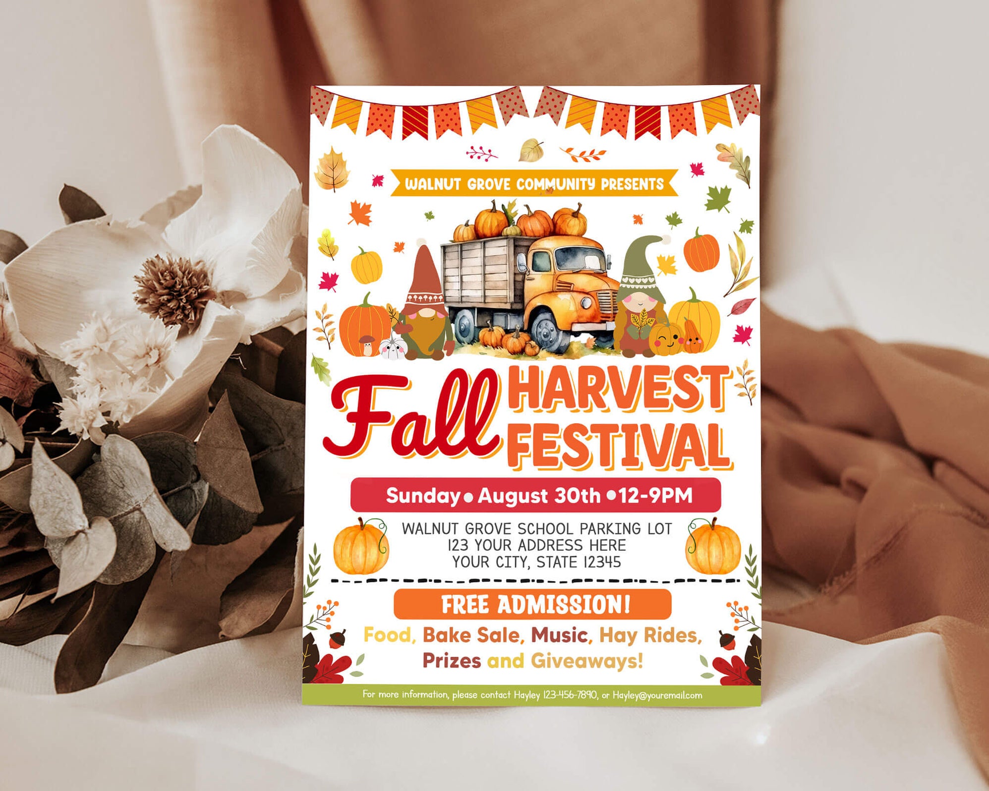 DIY Fall Harvest Festival Flyer Template | Autumn School Church ...