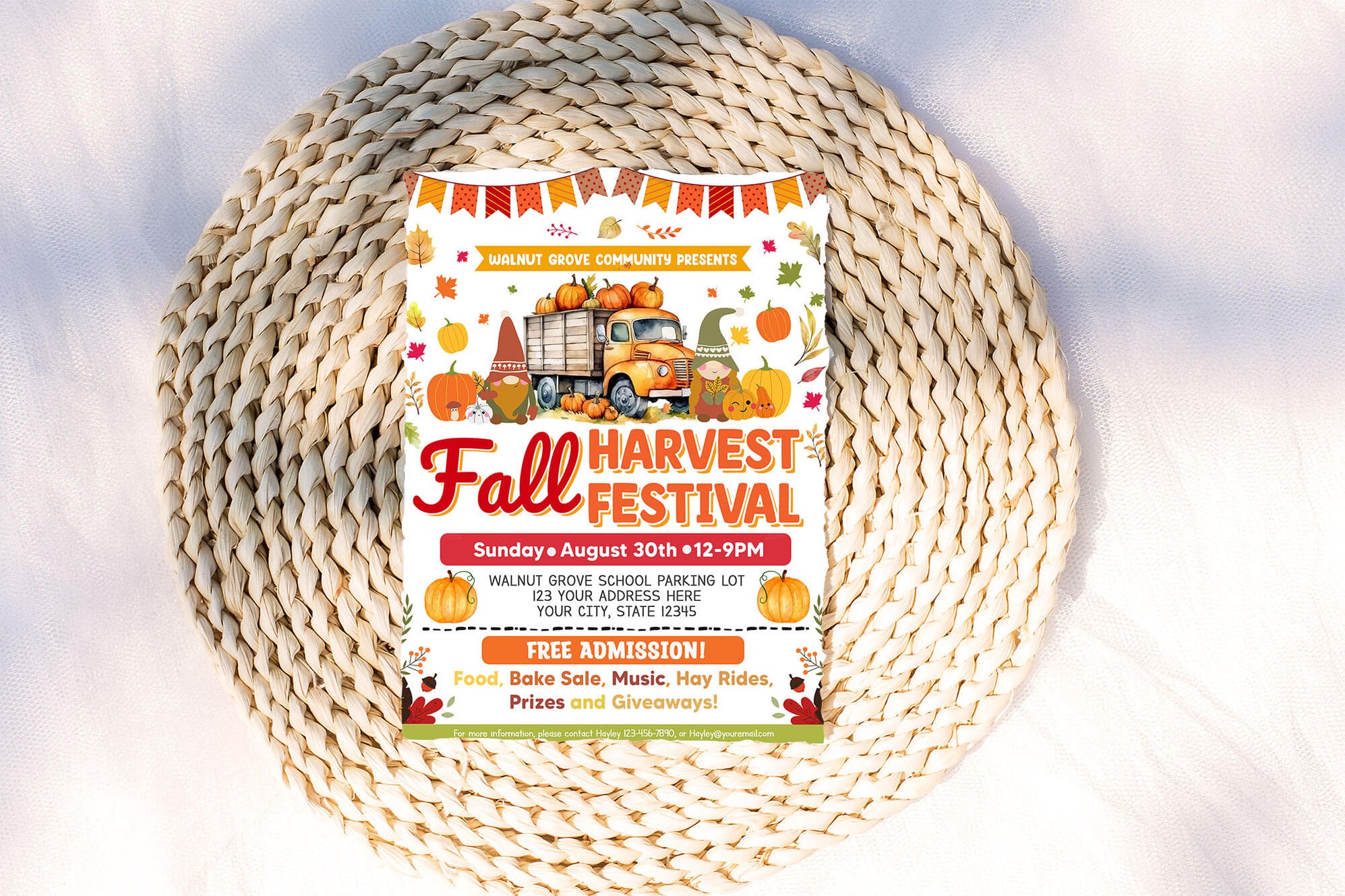 DIY Fall Harvest Festival Flyer Template | Autumn School Church ...