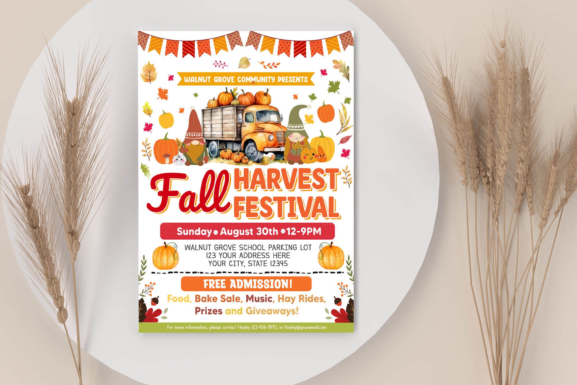 DIY Fall Harvest Festival Flyer Template | Autumn School Church ...