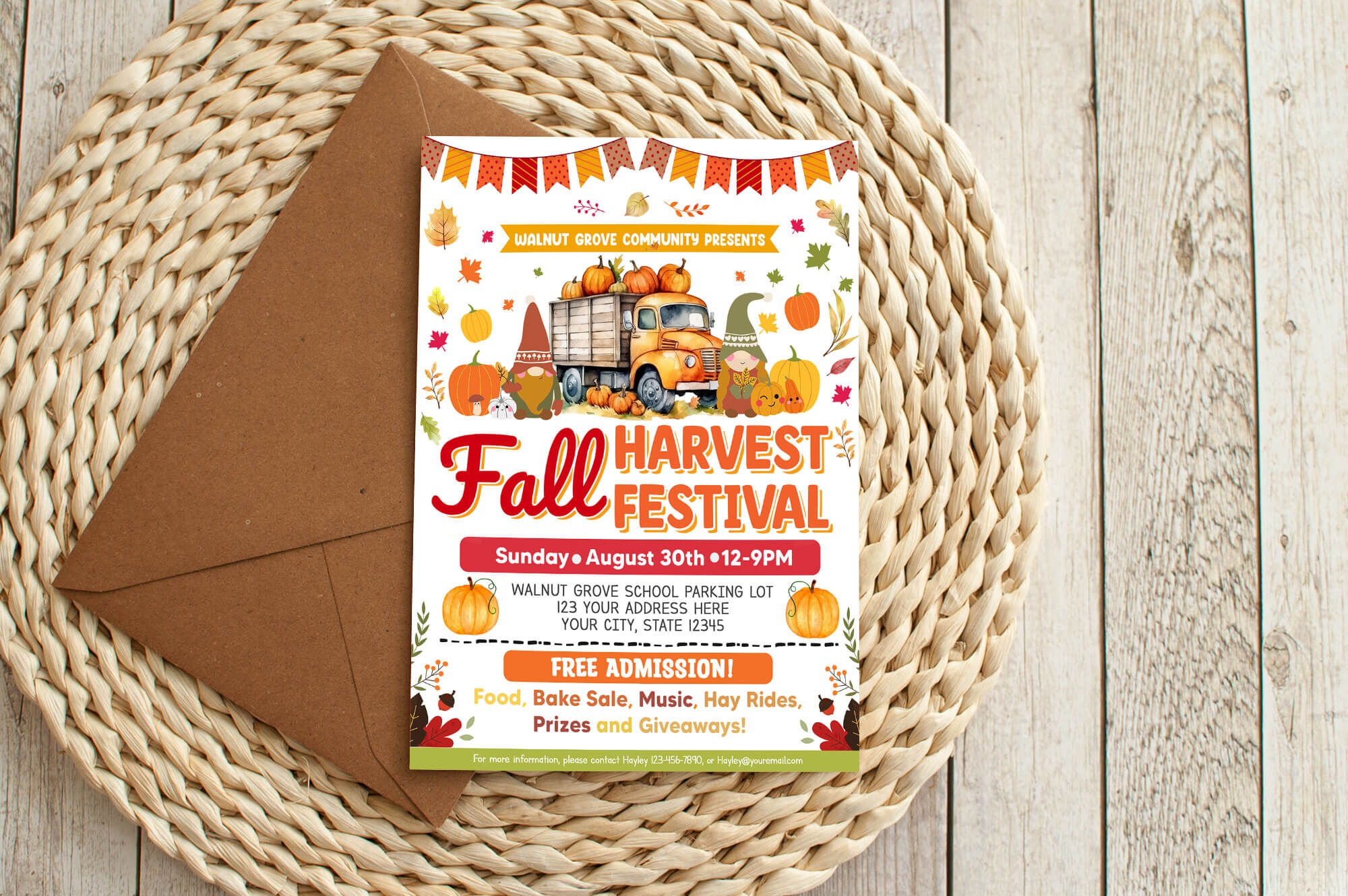 DIY Fall Harvest Festival Flyer Template | Autumn School Church ...
