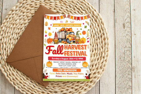 DIY Fall Harvest Festival Flyer Template | Autumn School Church ...