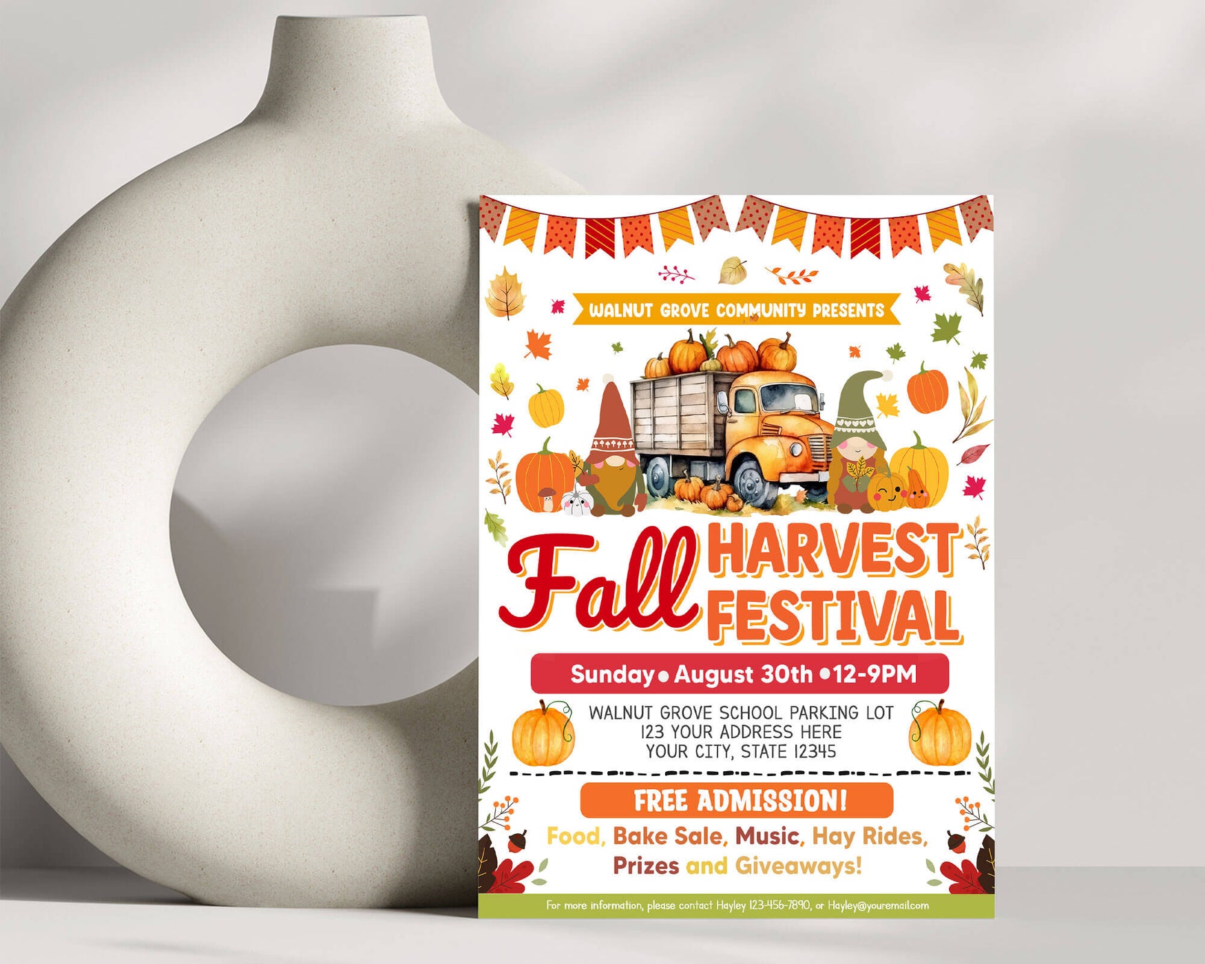 DIY Fall Harvest Festival Flyer Template | Autumn School Church ...