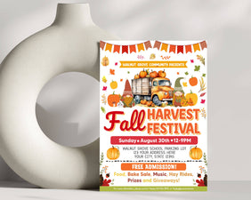 DIY Fall Harvest Festival Flyer Template | Autumn School Church ...