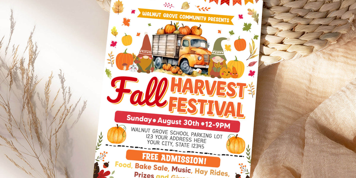 DIY Fall Harvest Festival Flyer Template | Autumn School Church ...