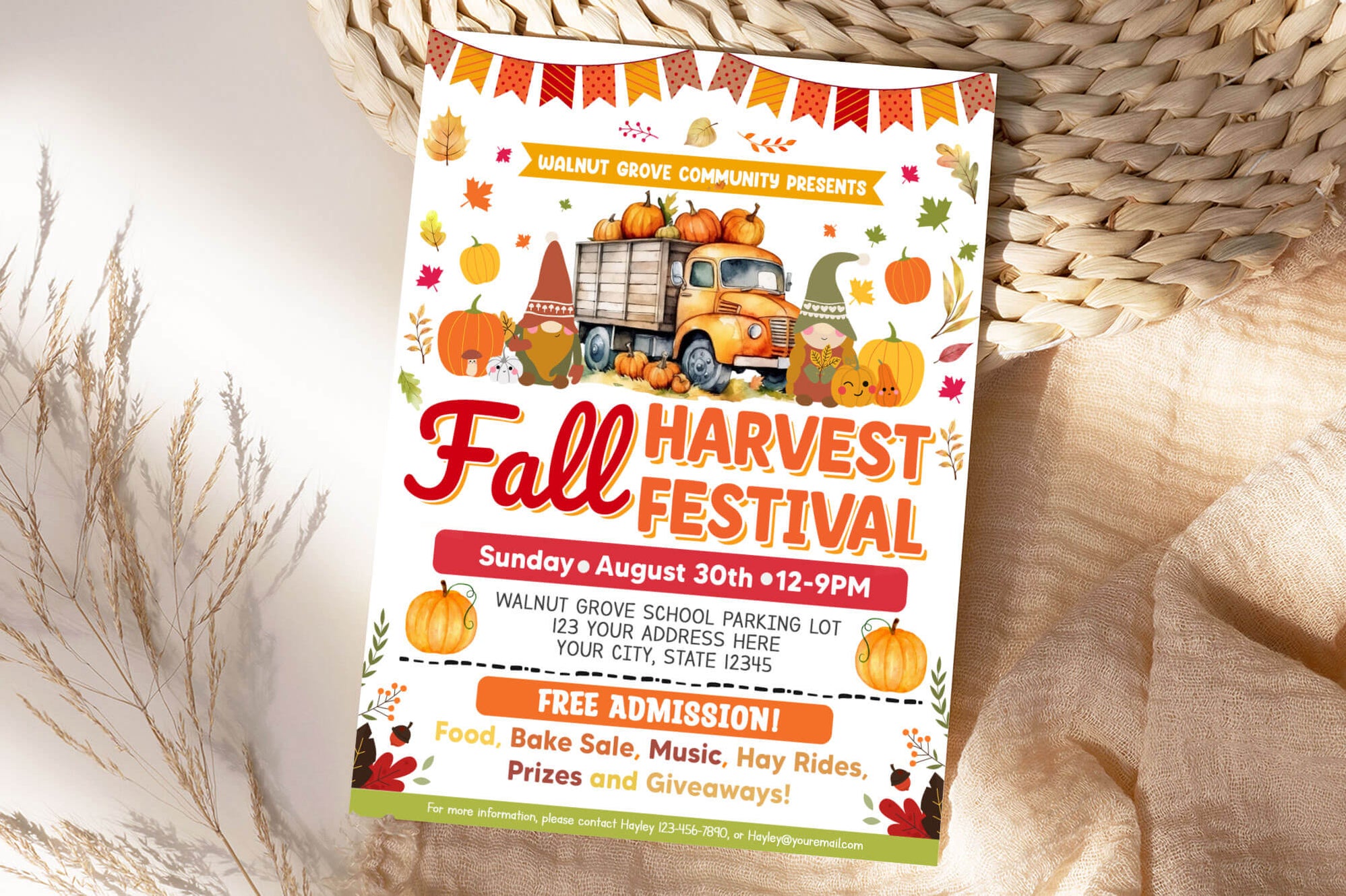 DIY Fall Harvest Festival Flyer Template | Autumn School Church ...