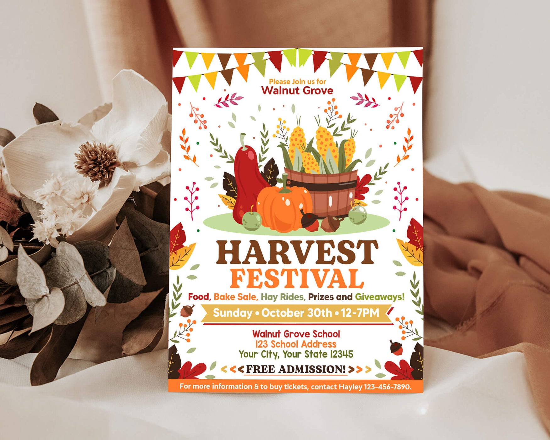 Customizable Fall Harvest Festival Flyer Template | Autumn Festival ...