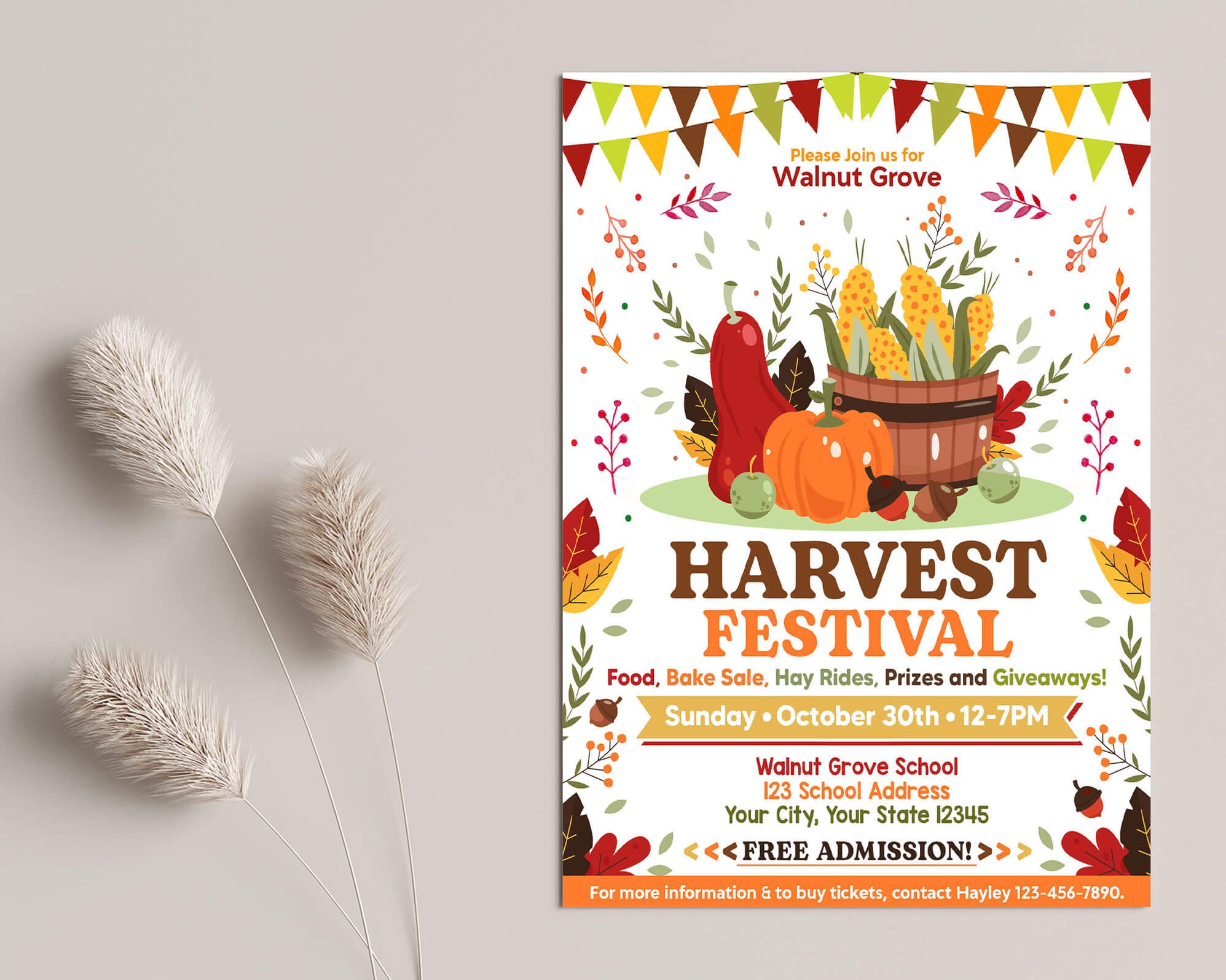 Customizable Fall Harvest Festival Flyer Template | Autumn Festival ...