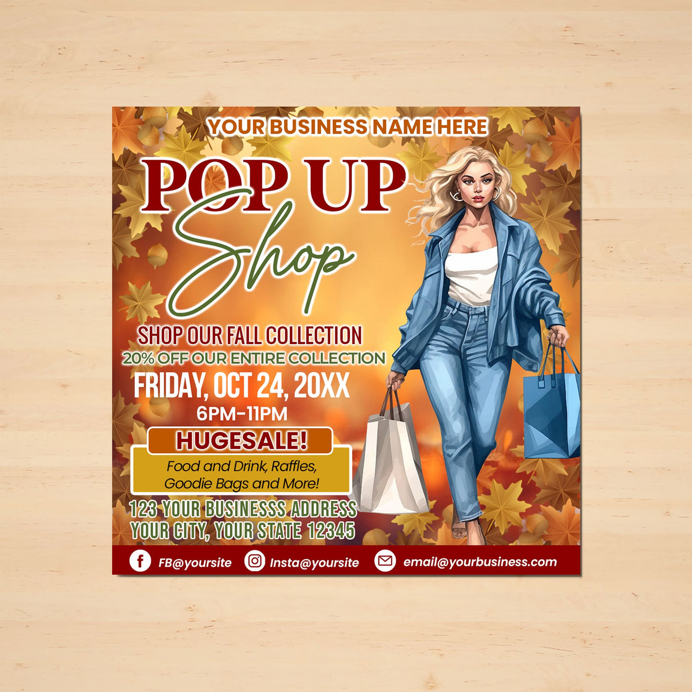 Editable Fall Pop Up Market Flyer Template - Posh Park