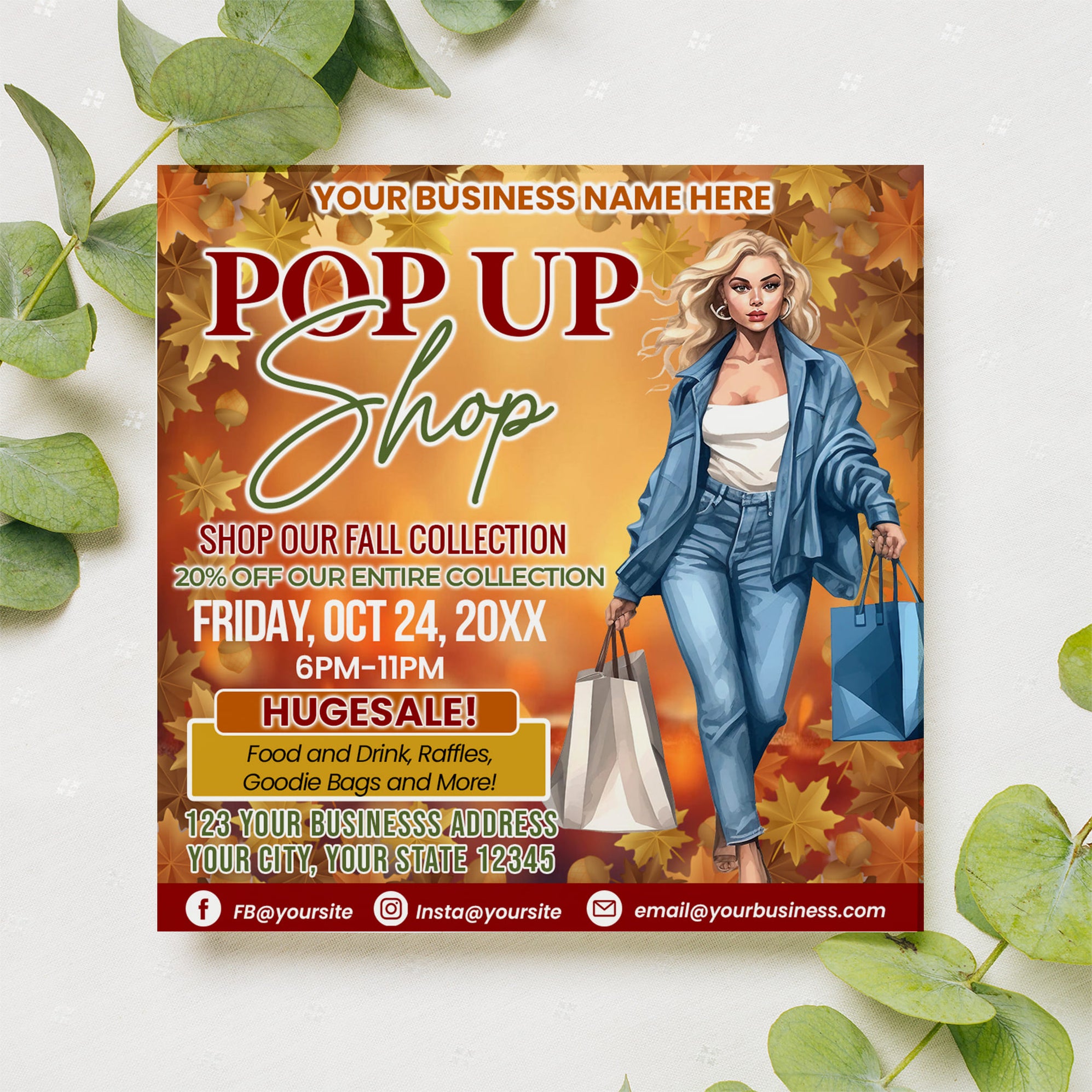 Editable Fall Pop Up Market Flyer Template - Posh Park