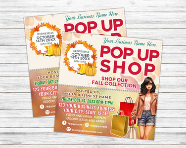 Editable Rustic Autumn Pop Up Shop Flyer - Posh Park