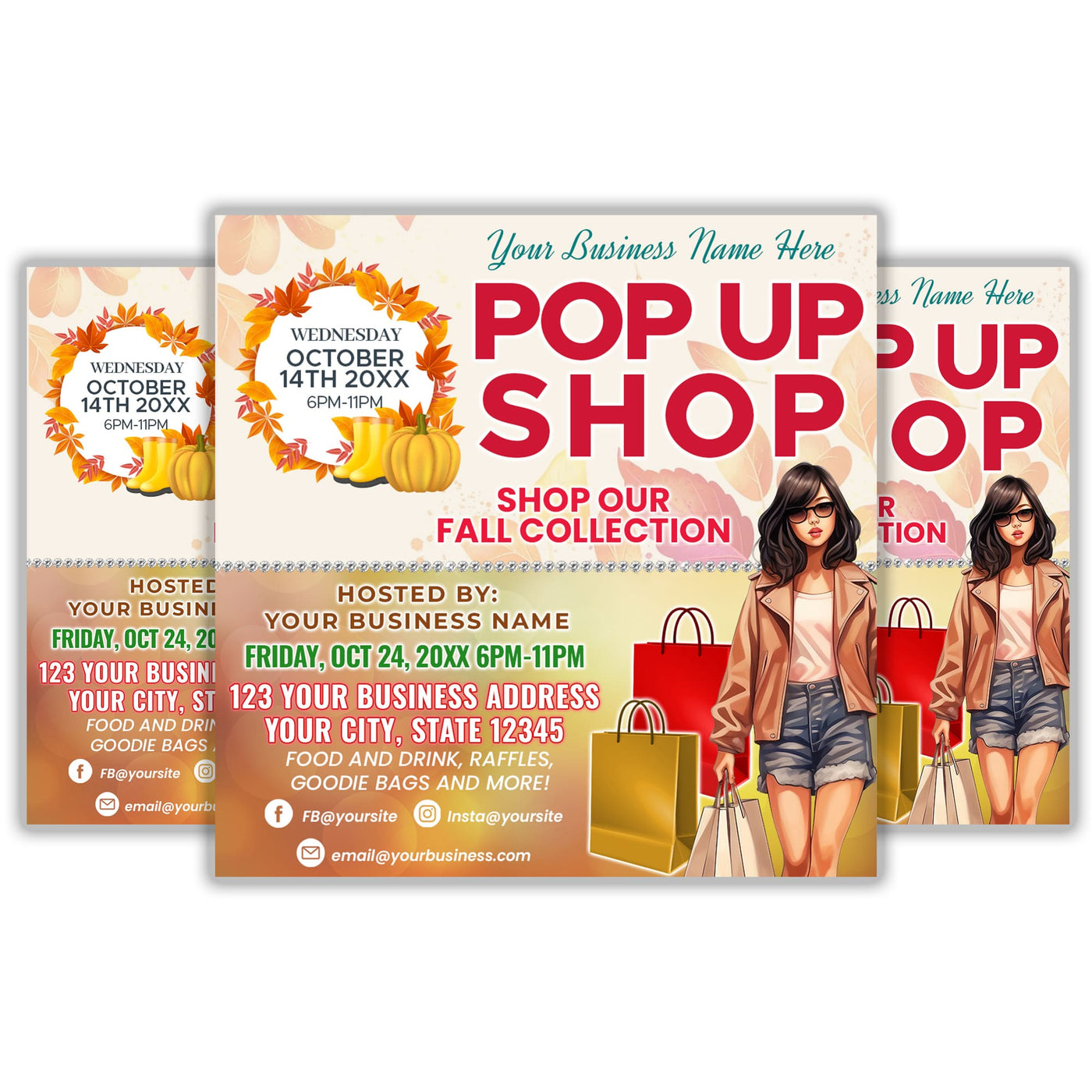 Editable Rustic Autumn Pop Up Shop Flyer - Posh Park