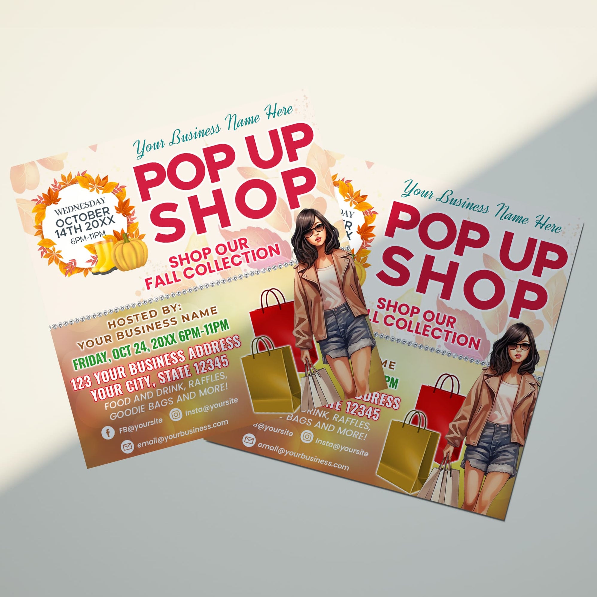 Editable Rustic Autumn Pop Up Shop Flyer - Posh Park