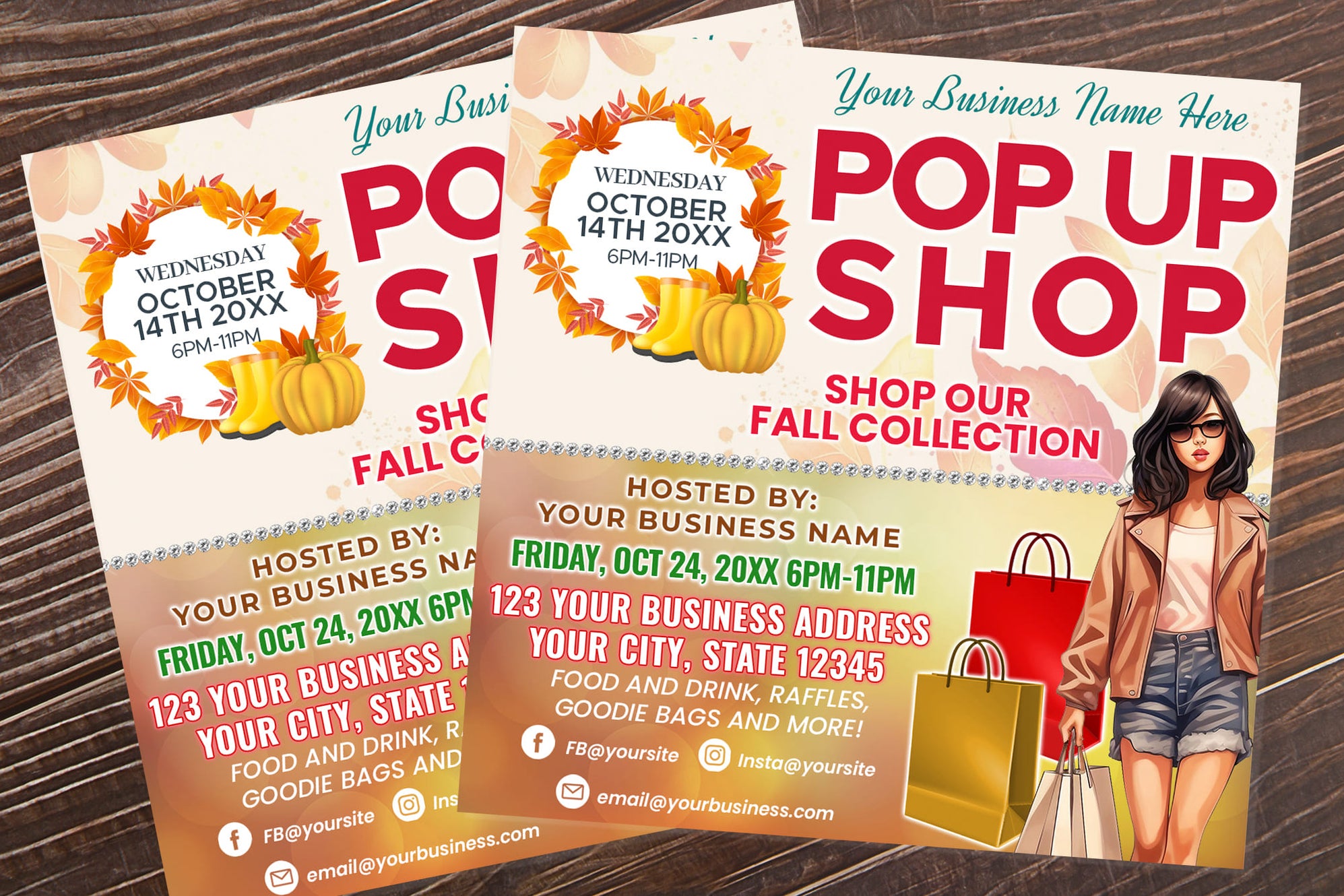Editable Rustic Autumn Pop Up Shop Flyer - Posh Park