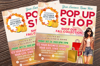 Editable Rustic Autumn Pop Up Shop Flyer - Posh Park
