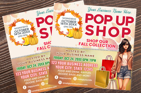 Editable Rustic Autumn Pop Up Shop Flyer - Posh Park