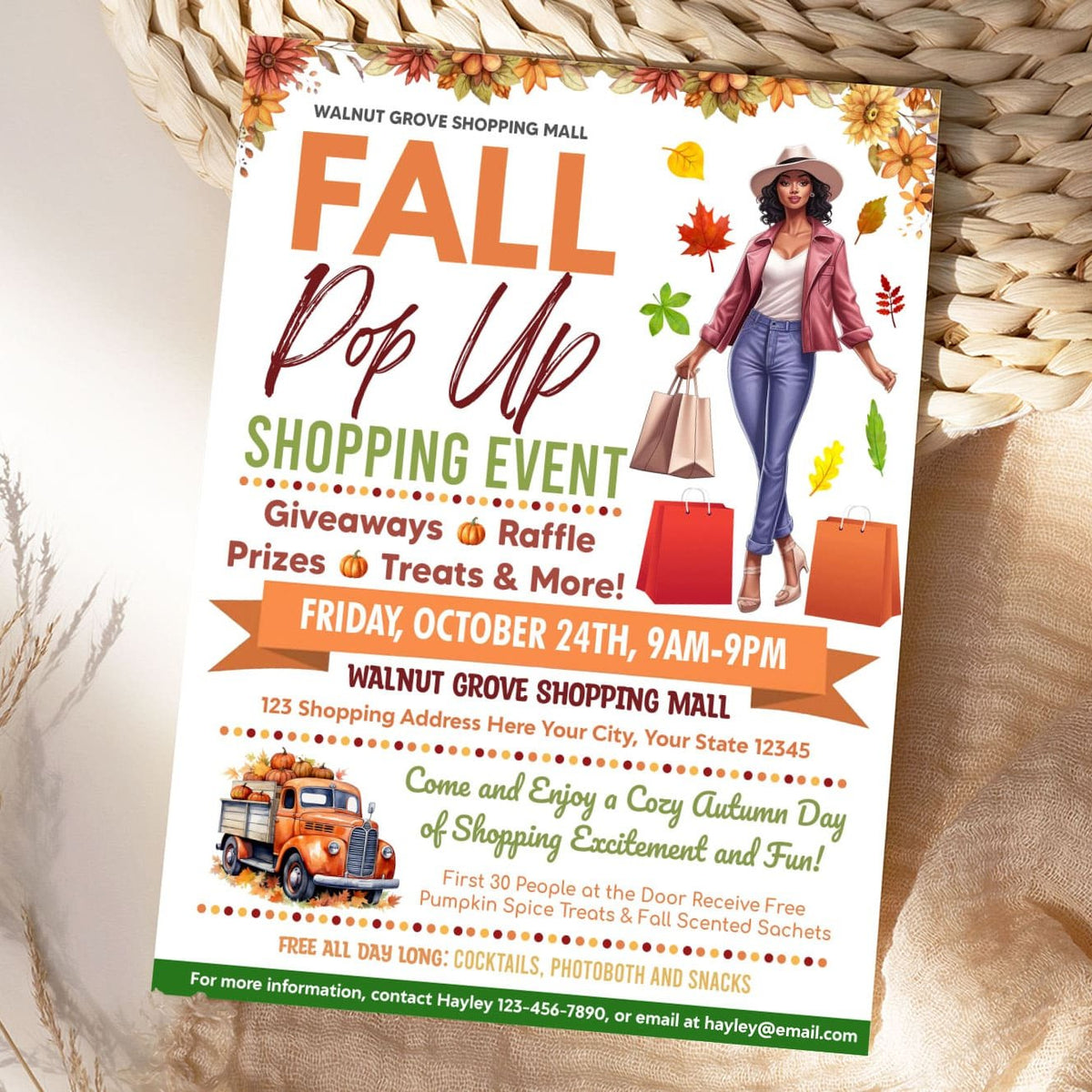 Editable Fall Pop-Up Sale Flyer Printable Design - Posh Park