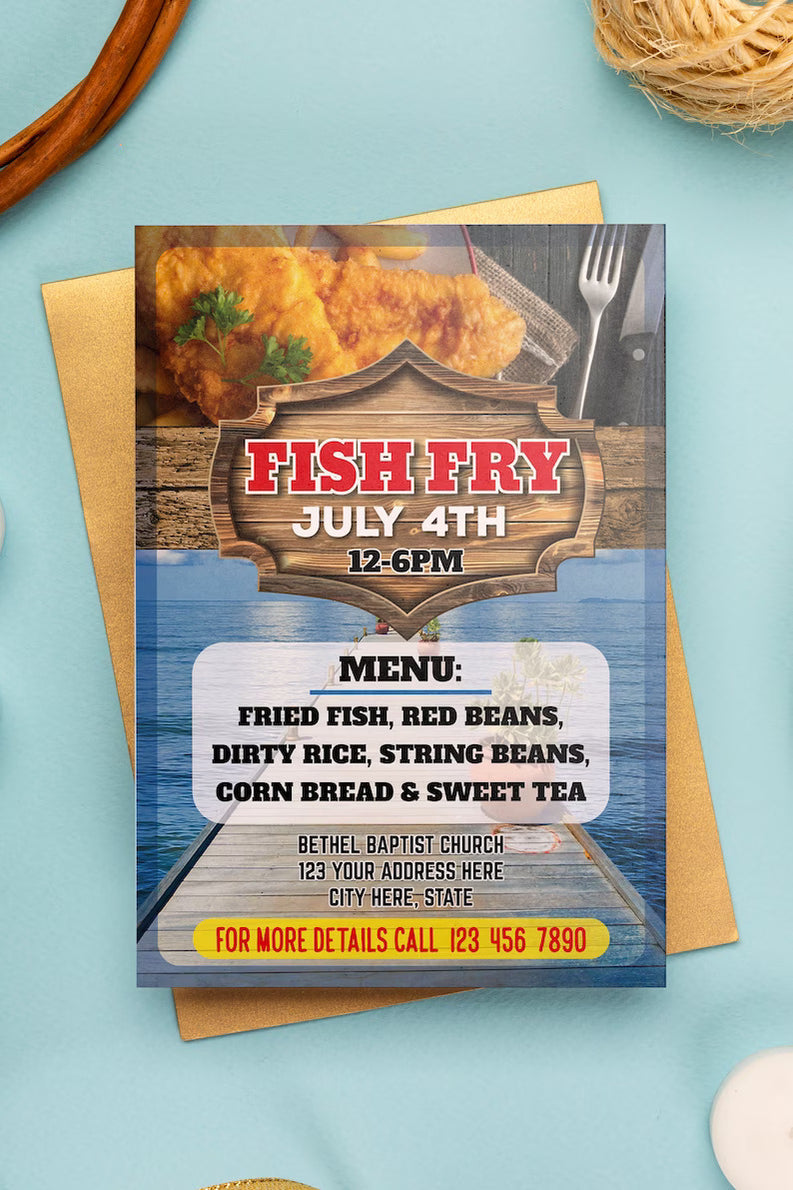 Customizable Fish Fry Flyer Invitation | Fish Fry Fundraiser Template ...