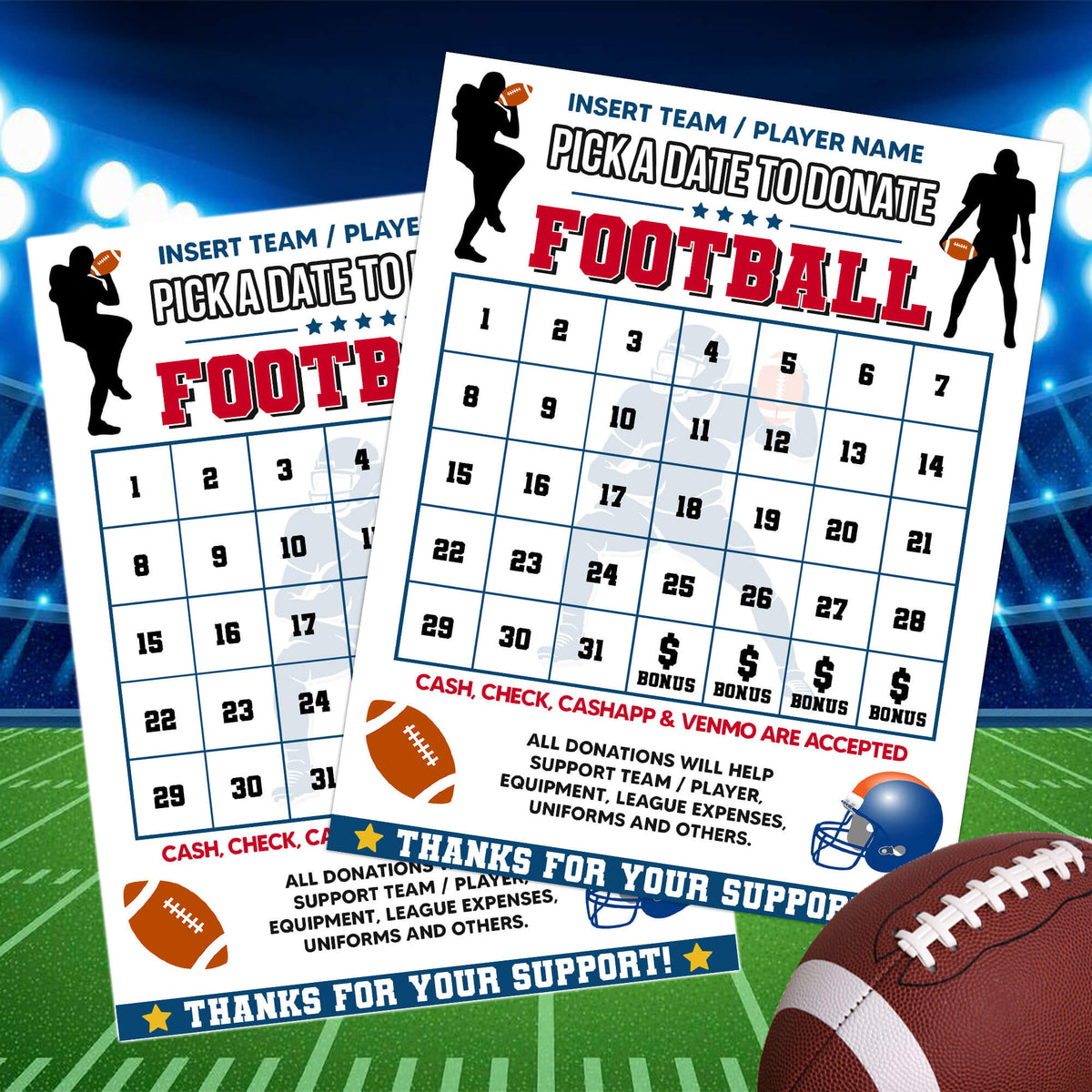 DIY Football Sports Donation Calendar | Pick a Date to Donate Rugby ...