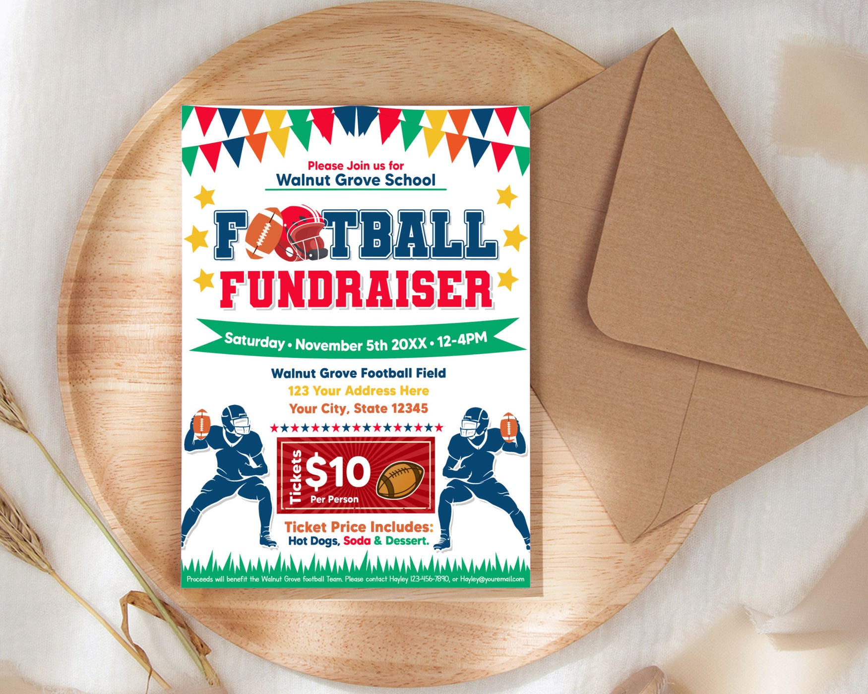 DIY Football Fundraiser Flyer Template | School Sport Fundraiser Flyer ...
