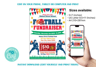 DIY Football Fundraiser Flyer Template | School Sport Fundraiser Flyer ...