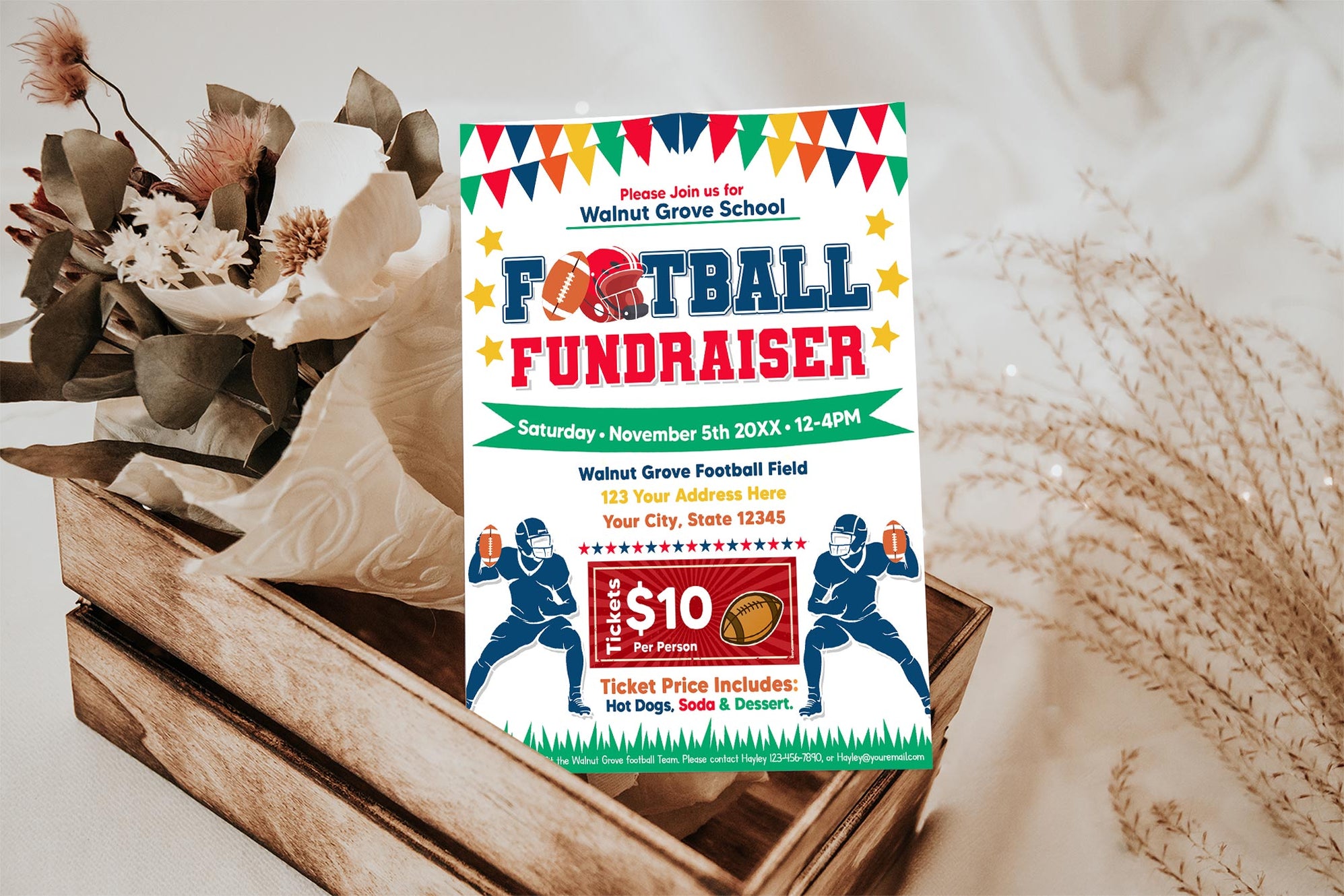 DIY Football Fundraiser Flyer Template | School Sport Fundraiser Flyer ...