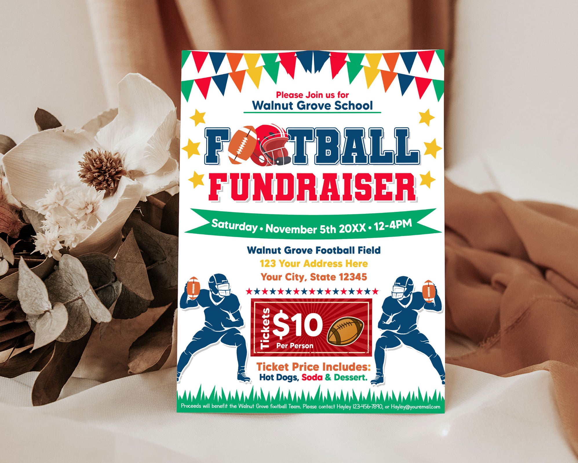 DIY Football Fundraiser Flyer Template | School Sport Fundraiser Flyer ...
