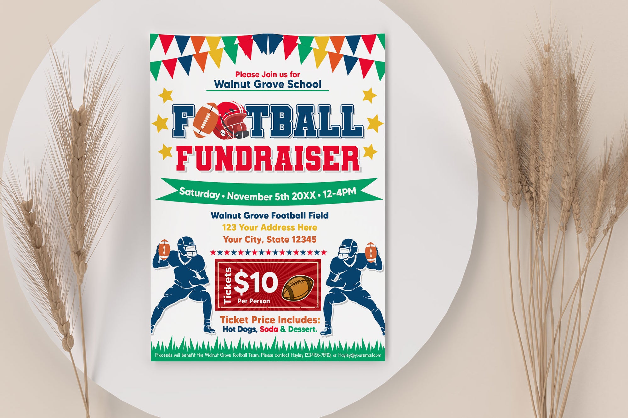 DIY Football Fundraiser Flyer Template | School Sport Fundraiser Flyer ...