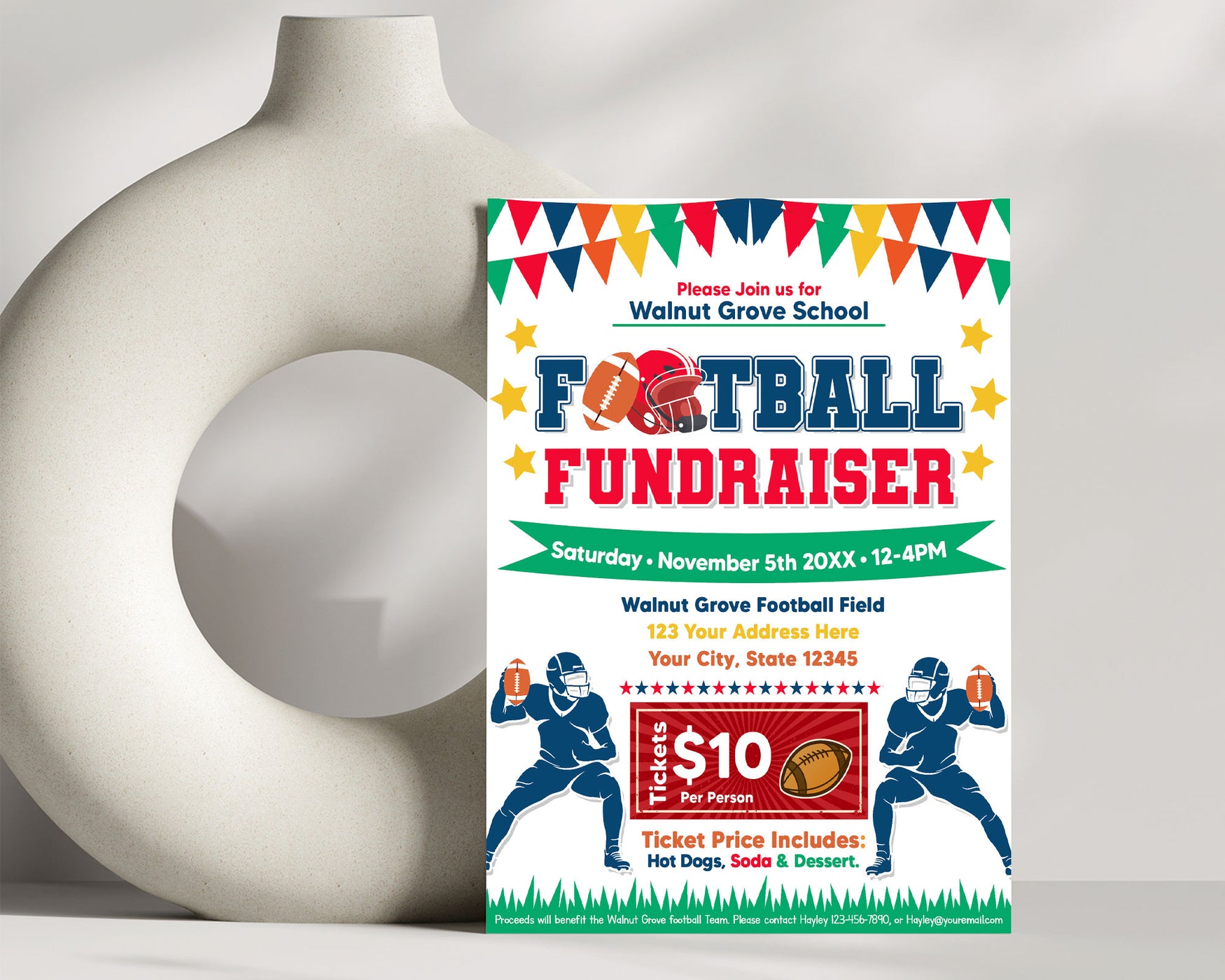 DIY Football Fundraiser Flyer Template | School Sport Fundraiser Flyer ...