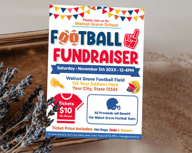 Football Fundraiser Flyer Template | Editable School Sports Event ...