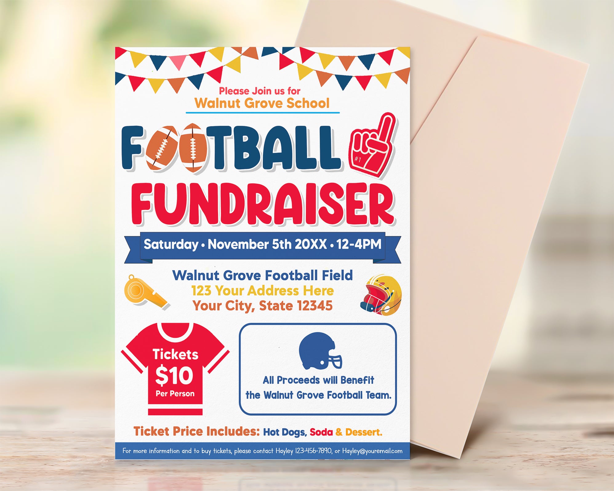 Football Fundraiser Flyer Template | Editable School Sports Event ...