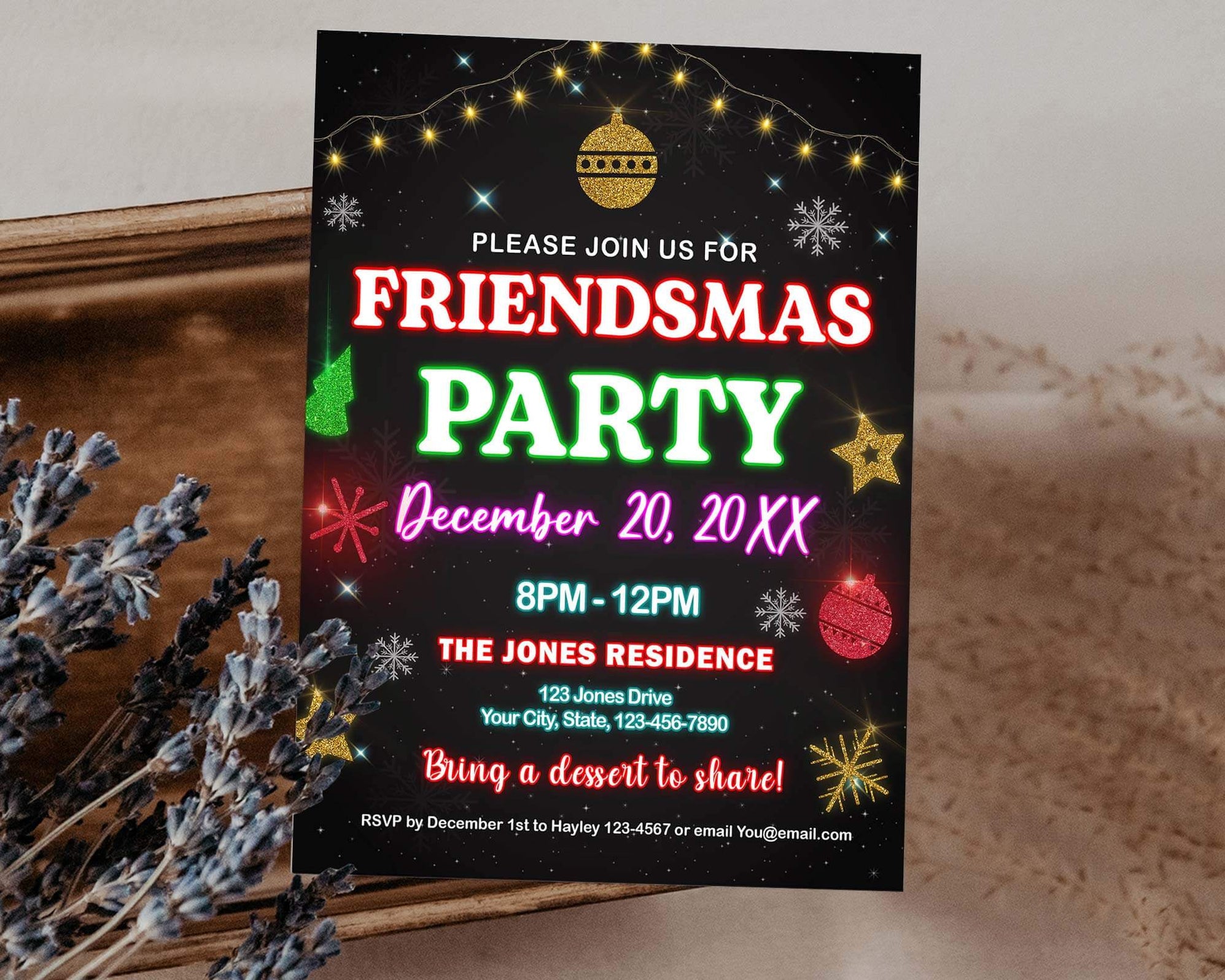 DIY Friendsmas Party Invitation Flyer | Christmas Party Event Invite ...