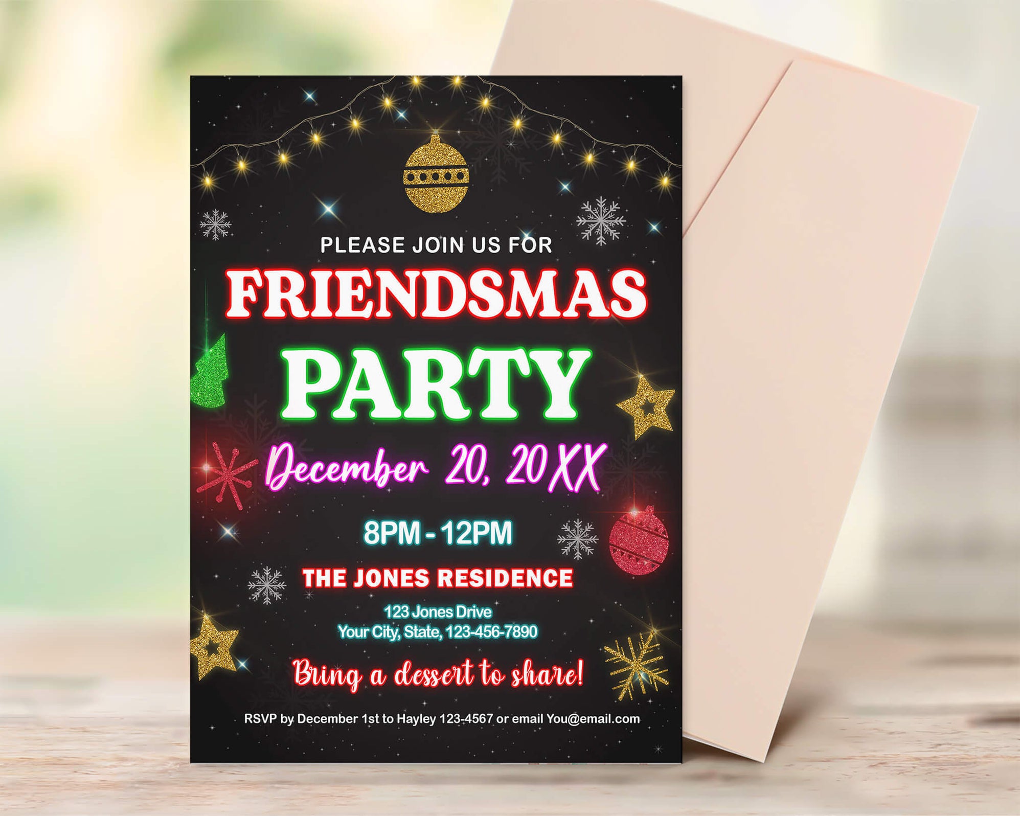 DIY Friendsmas Party Invitation Flyer | Christmas Party Event Invite ...