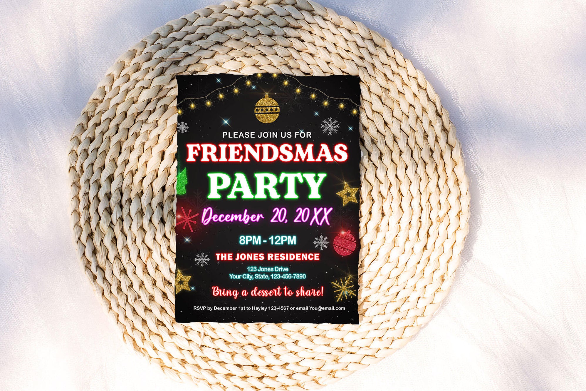 DIY Friendsmas Party Invitation Flyer | Christmas Party Event Invite ...