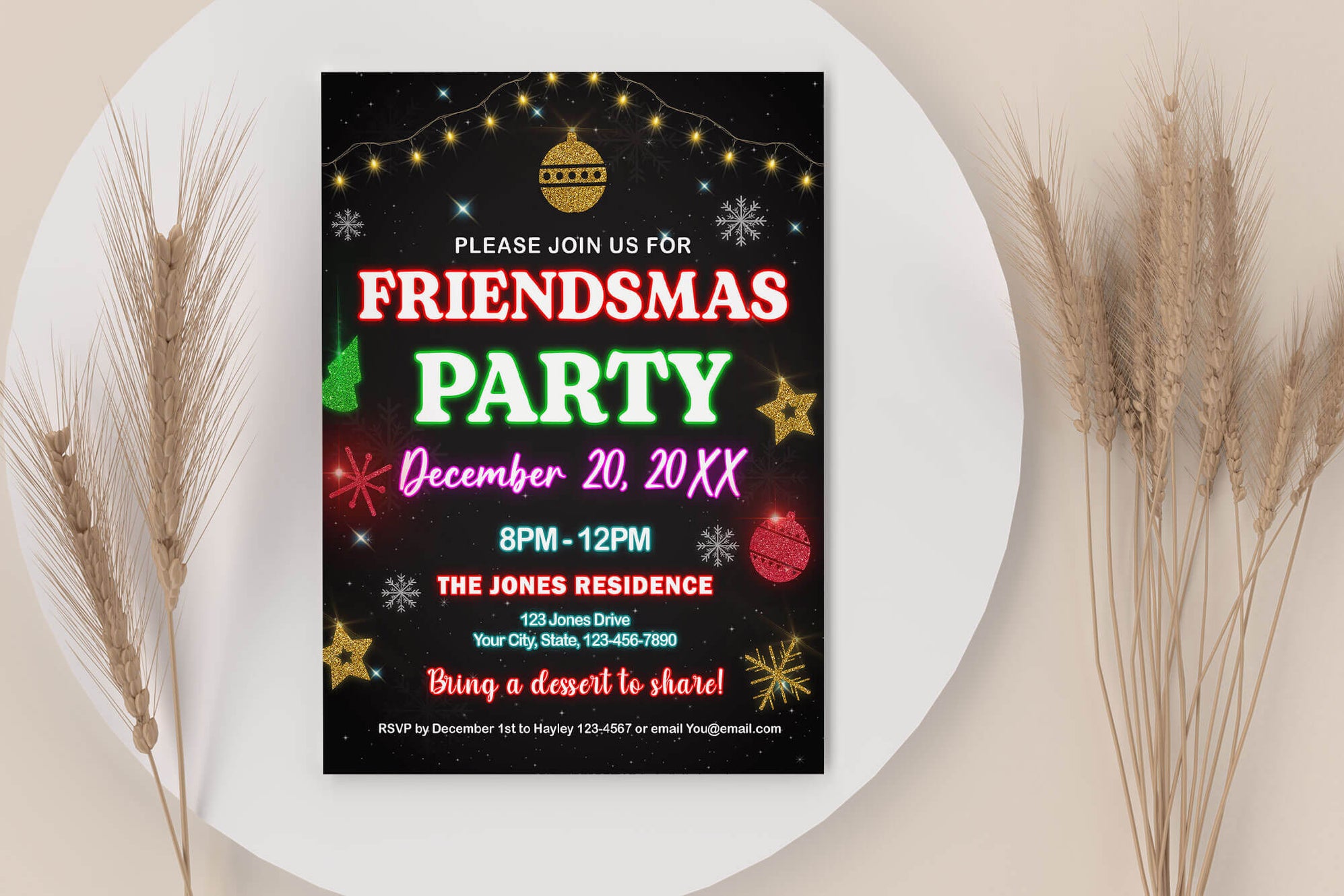 DIY Friendsmas Party Invitation Flyer | Christmas Party Event Invite ...