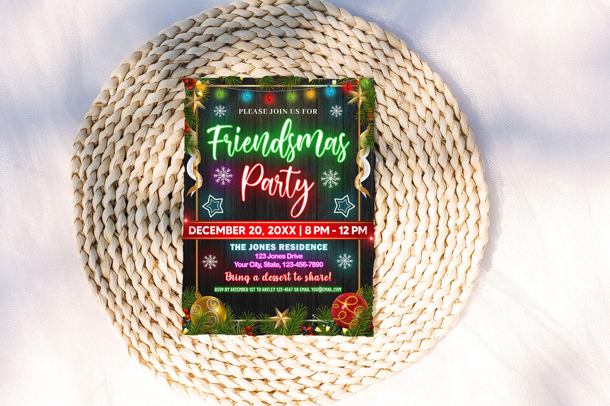 Customizable Friendsmas Party Flyer Invite | Holiday Adult Party Event ...