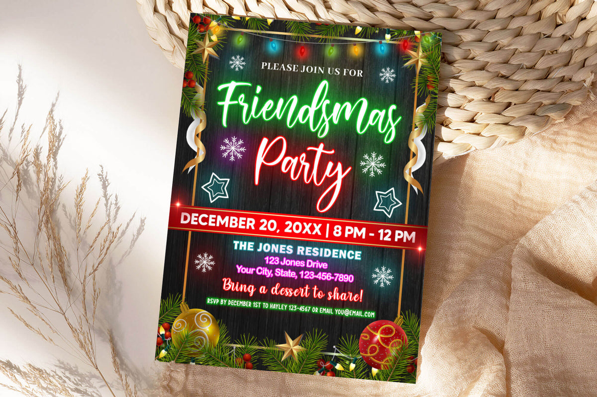 Customizable Friendsmas Party Flyer Invite | Holiday Adult Party Event ...