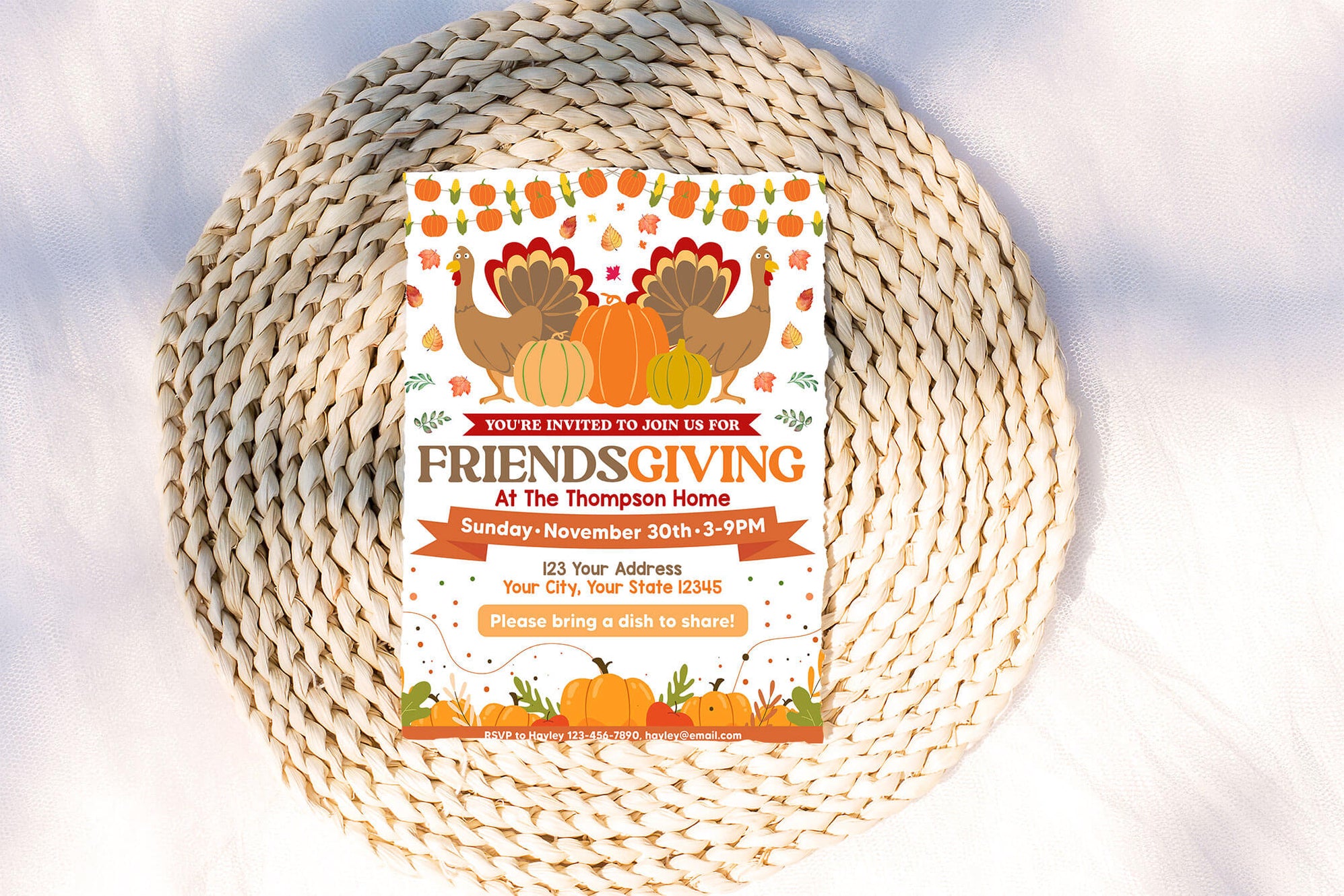 DIY Friendsgiving Flyer Template | Fall Autumn Thanksgiving Event ...