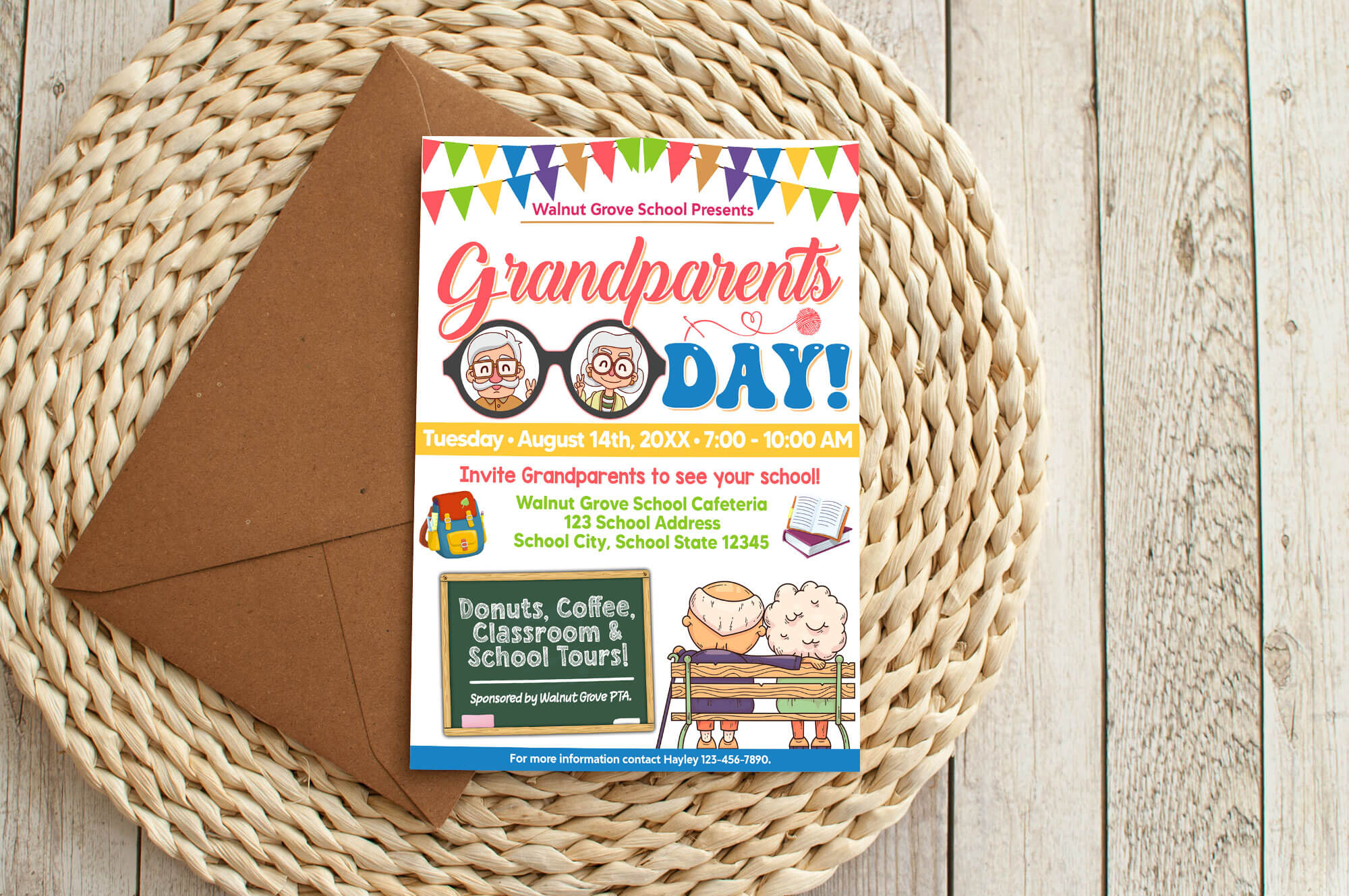 Grandparents Day Flyer | School PTA PTO Family Back To School Flyer ...